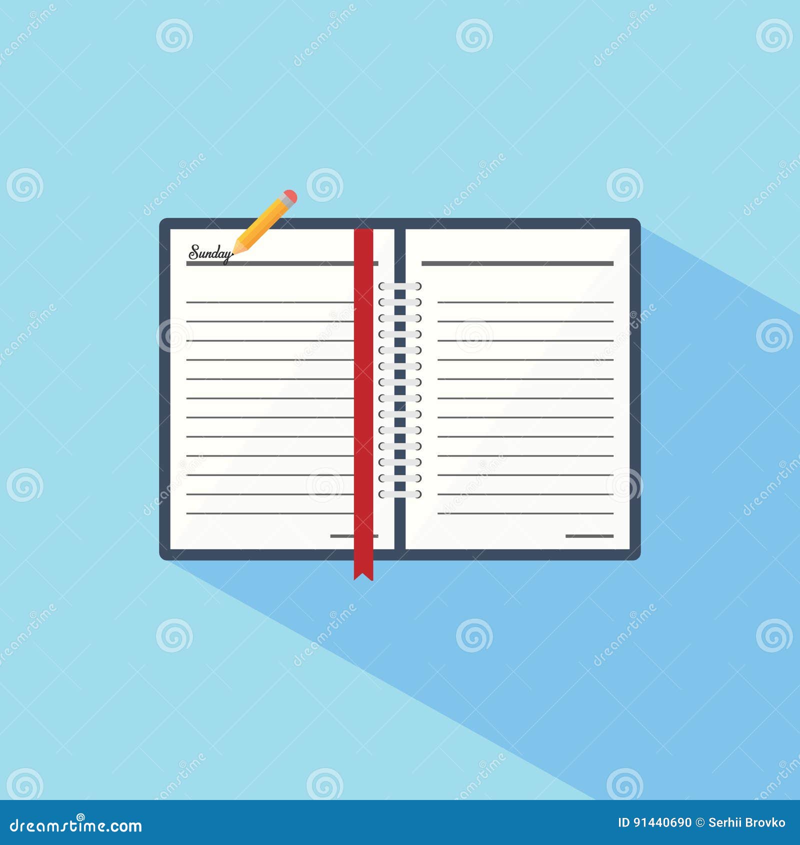 Notebook in a Flat Style Icon Stock Vector - Illustration of notes ...
