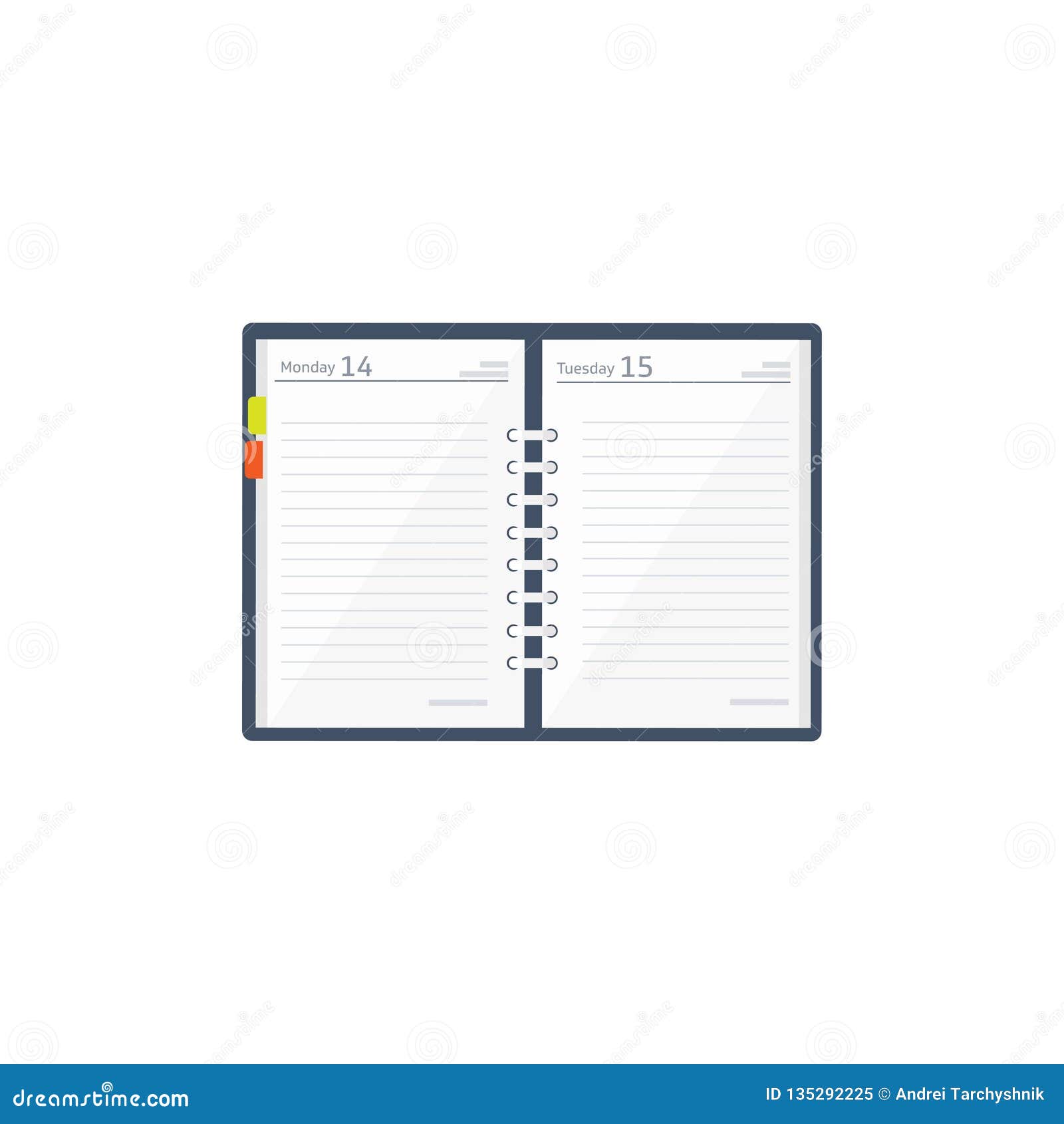 Notebook in a Flat Style. Reminder, Diary. Business Planner. Booklet ...