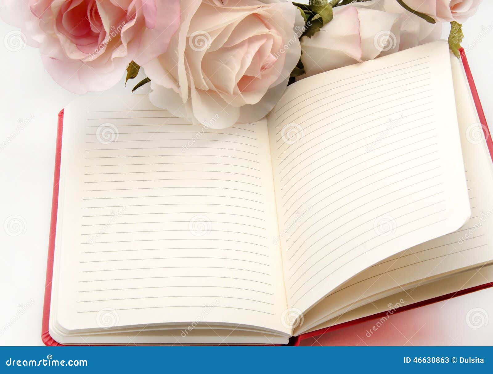 Notebook with flowers stock image. Image of message, desk - 46630863