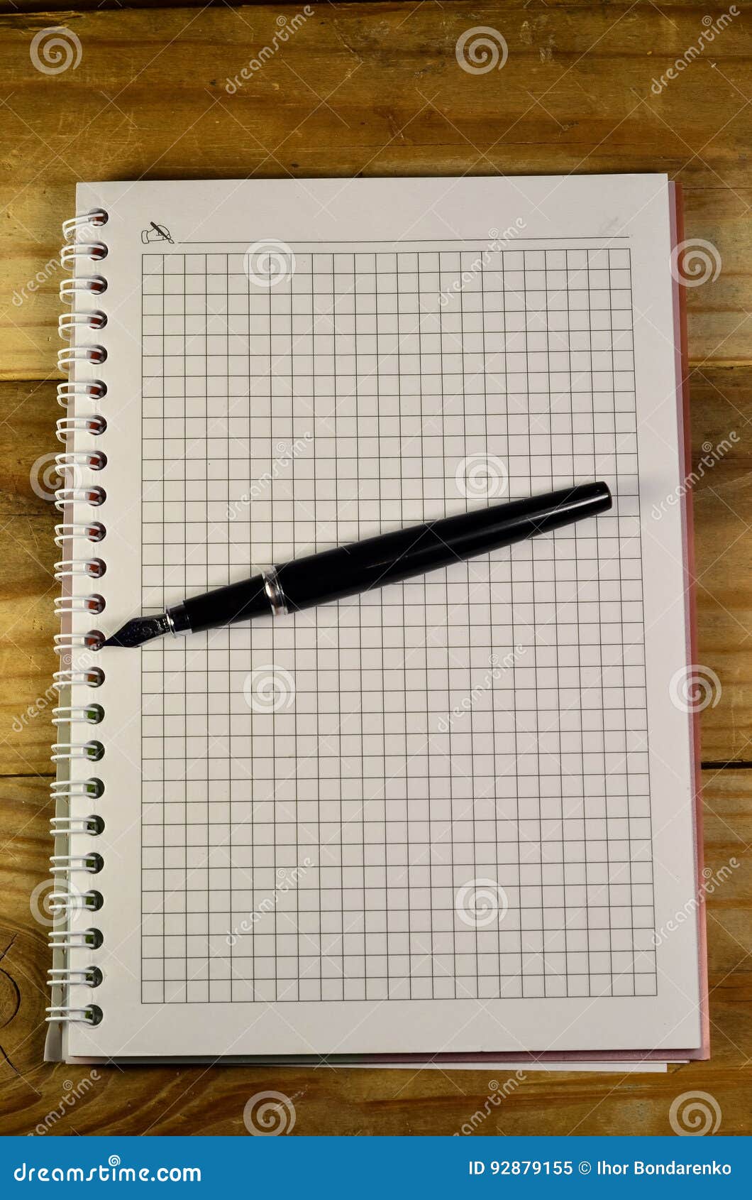 Notebook with Fountain Pen on a Wooden Table Stock Image - Image of ...