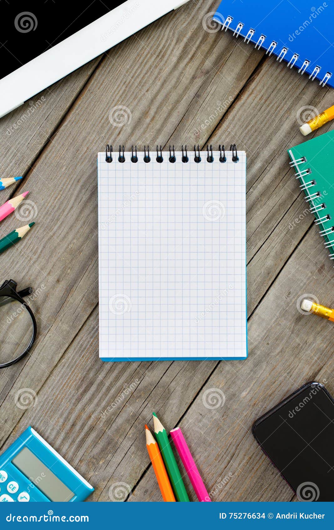Notebook in the Frame Office of the Items Stock Photo - Image of phone ...