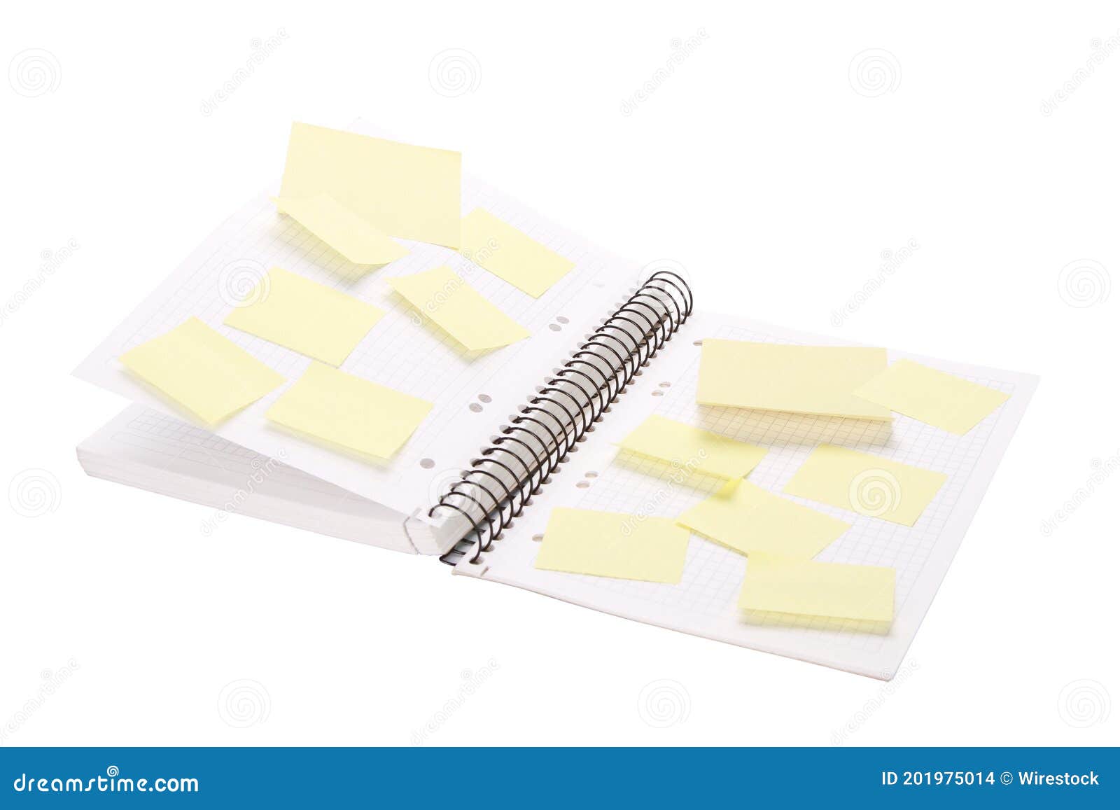 Notebook Full of Sticky Notes on a White Surface Stock Photo - Image of ...