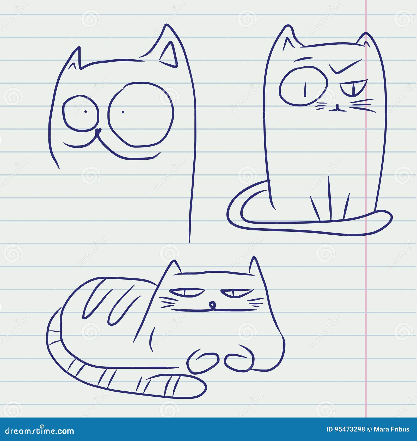 Notebook funny cats stock vector. Illustration of creative - 95473298