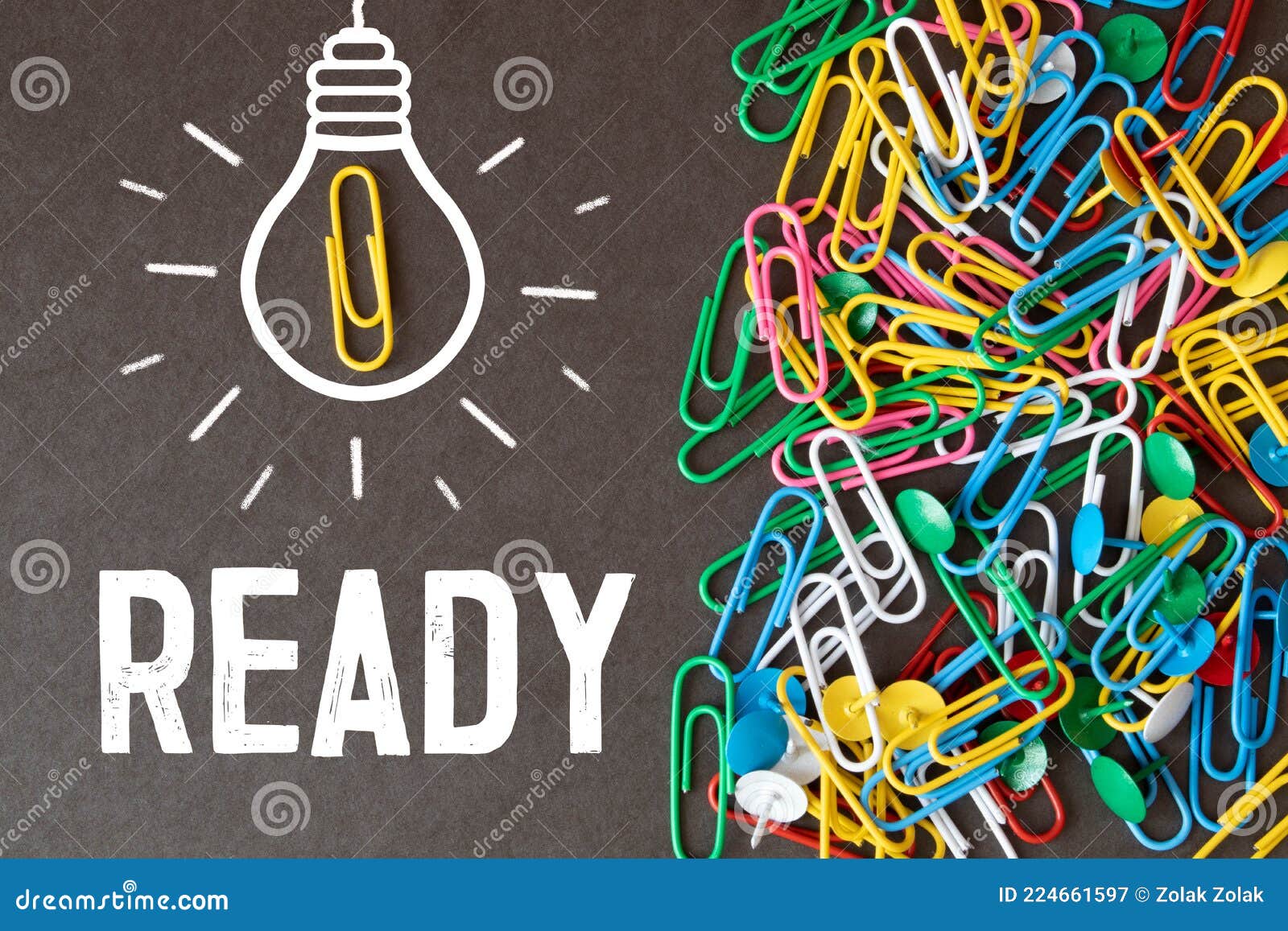 Notebook with GET READY Word with Office Tools on White Table. Business ...