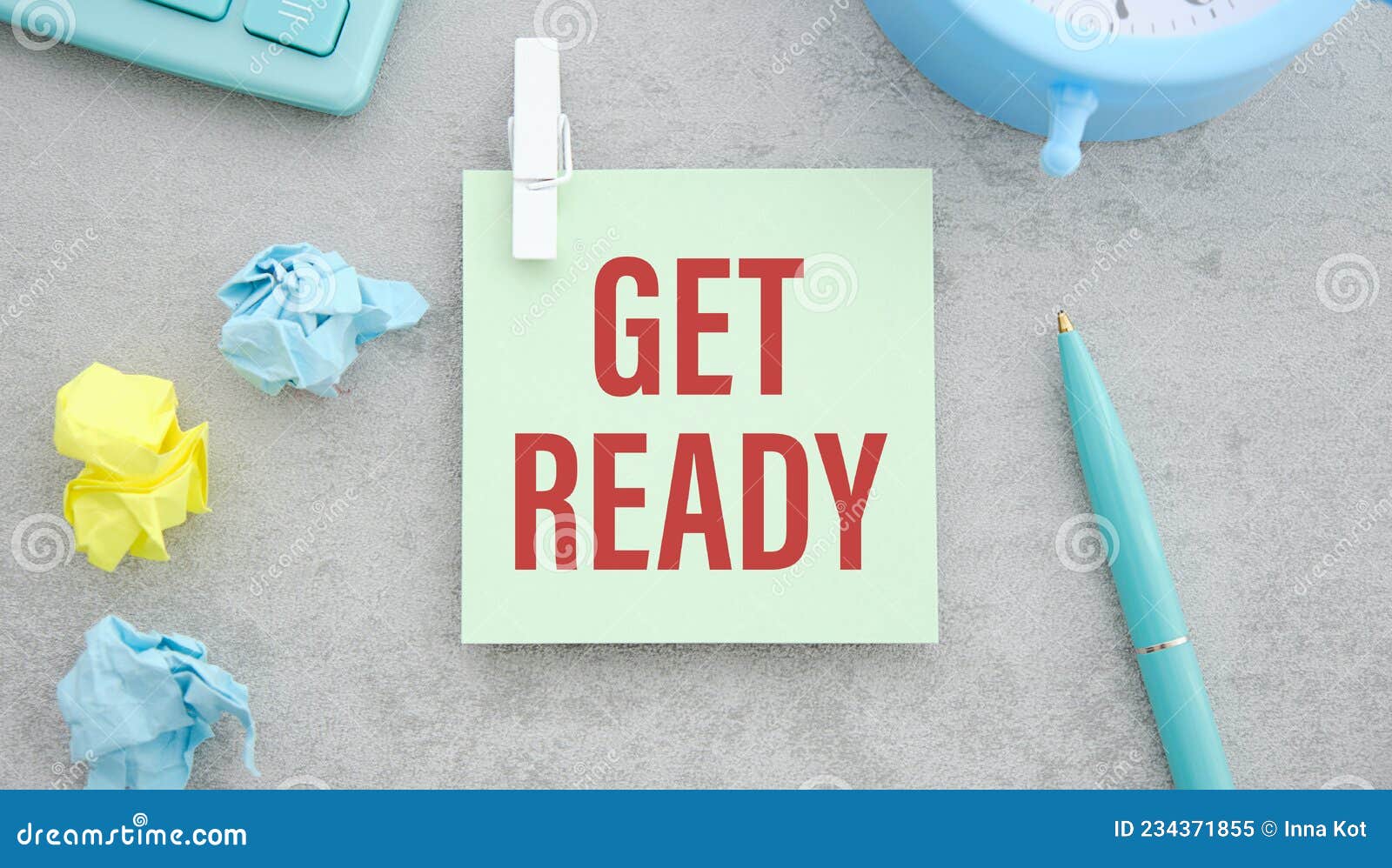 Notebook with GET READY Word with Office Tools Stock Image - Image of ...