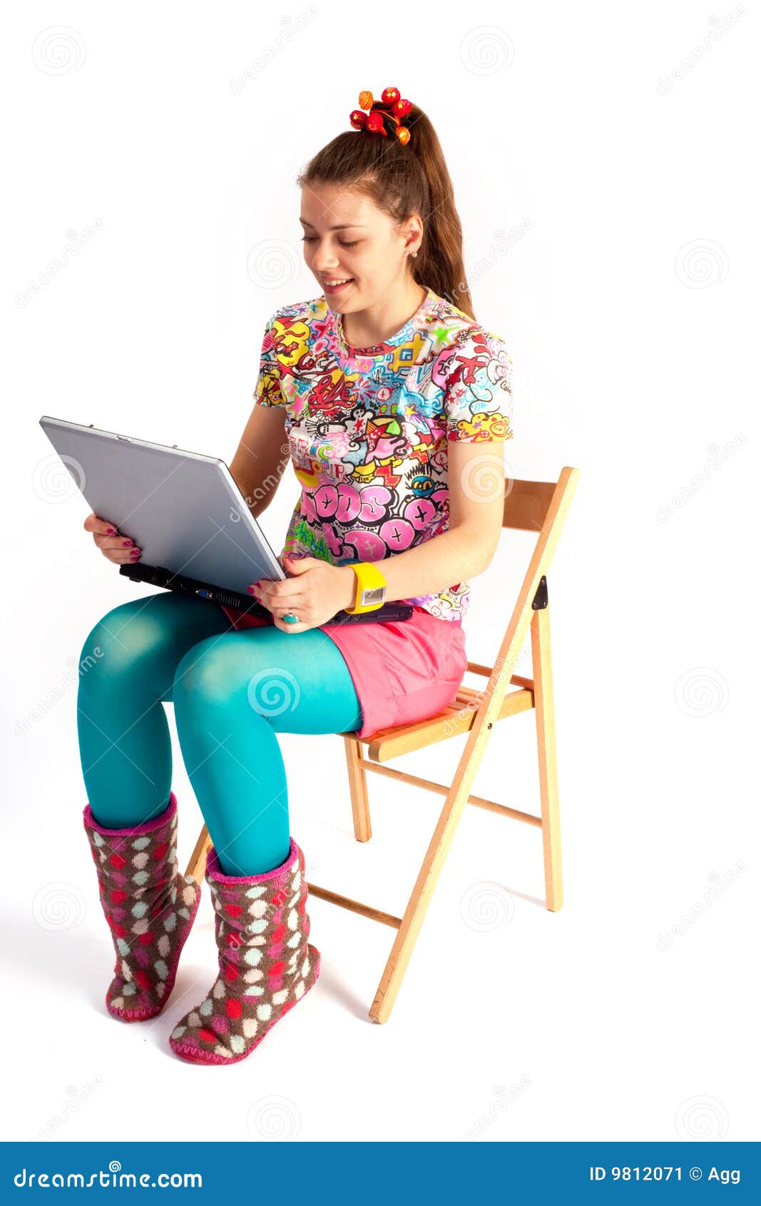 Notebook girl stock image. Image of fashion, smile, clothes - 9812071