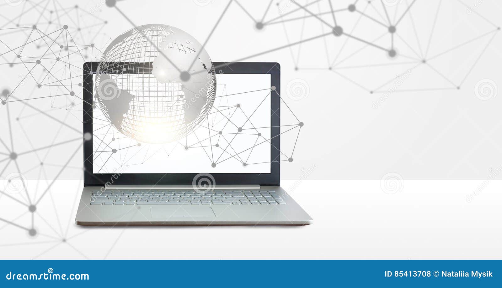 Notebook with a Global Network. Stock Photo - Image of keyboard, future ...