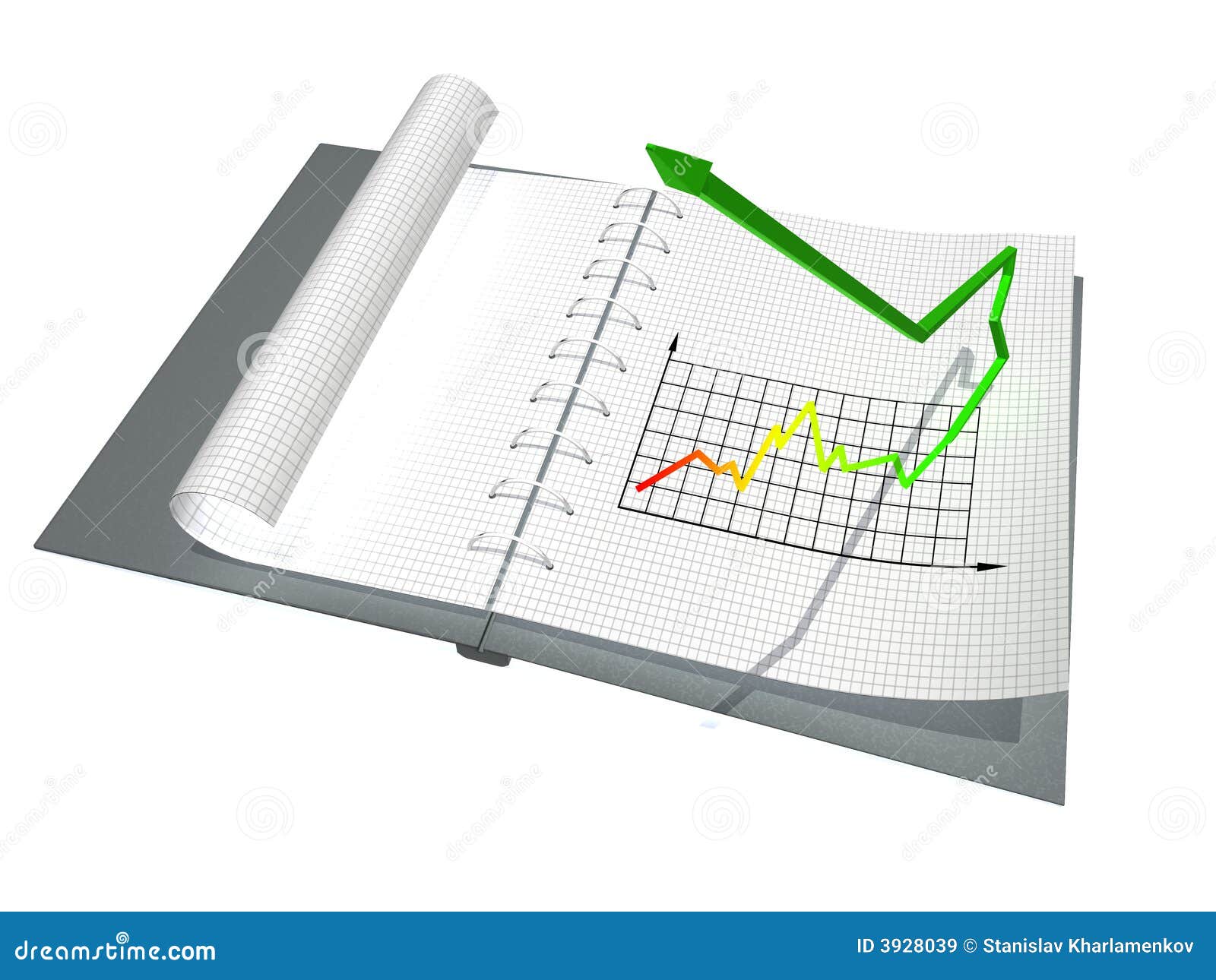 Notebook with graph stock illustration. Illustration of note - 3928039