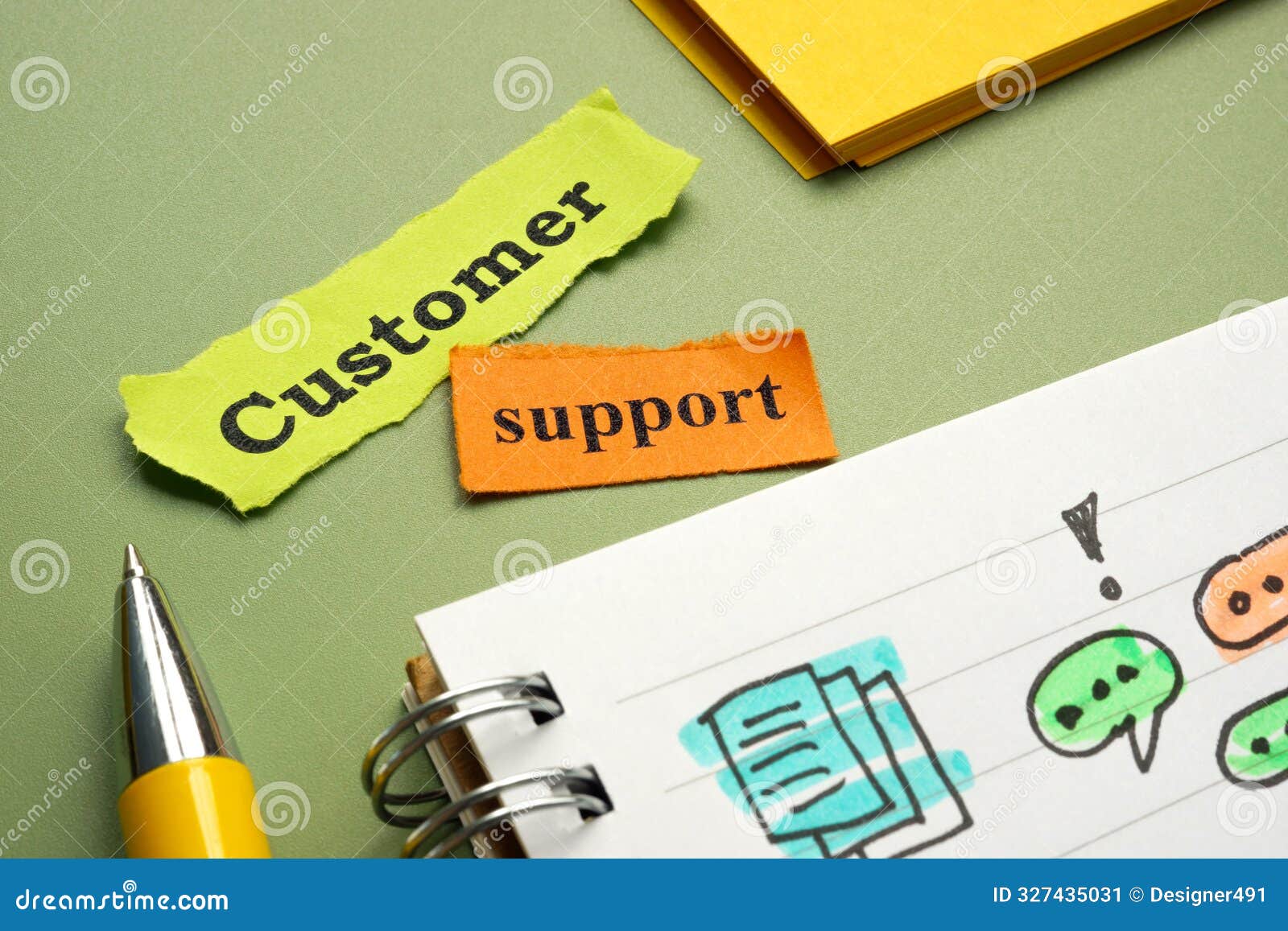 Notebook with Handwritten Notes and Words Customer Support. Stock Image ...