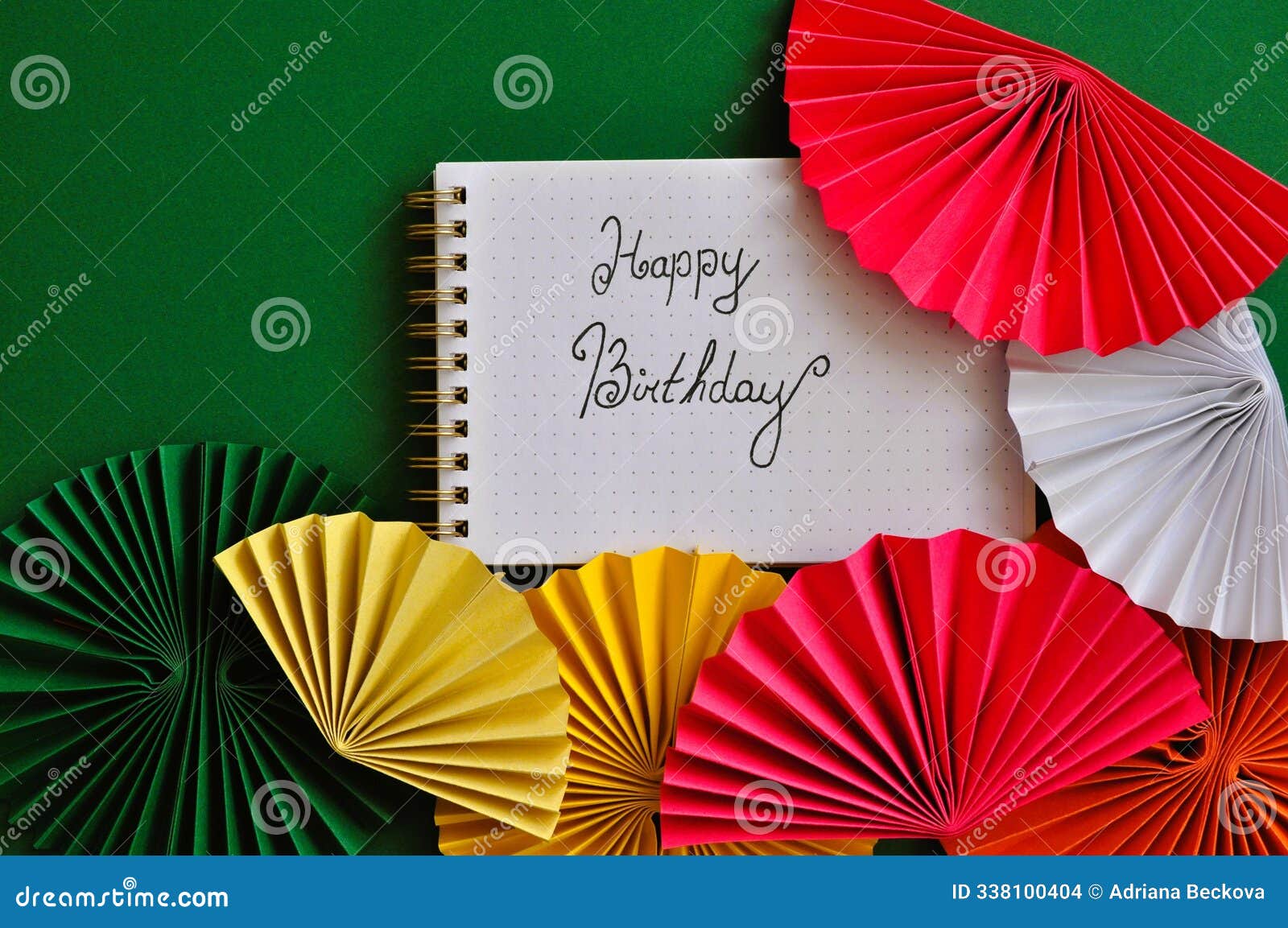 Notebook with Happy Birthday Write between Colorful Party Decorations ...