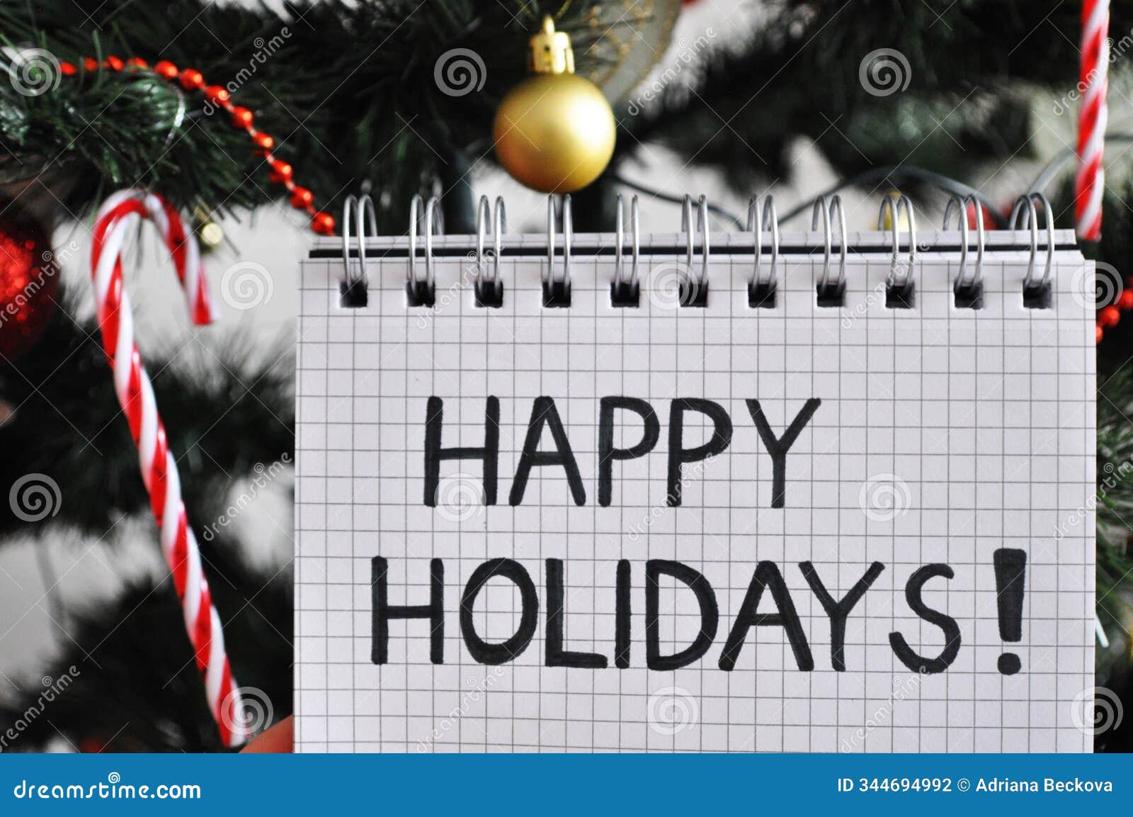 Notebook with Happy Holidays Write Stock Photo - Image of write, brand ...