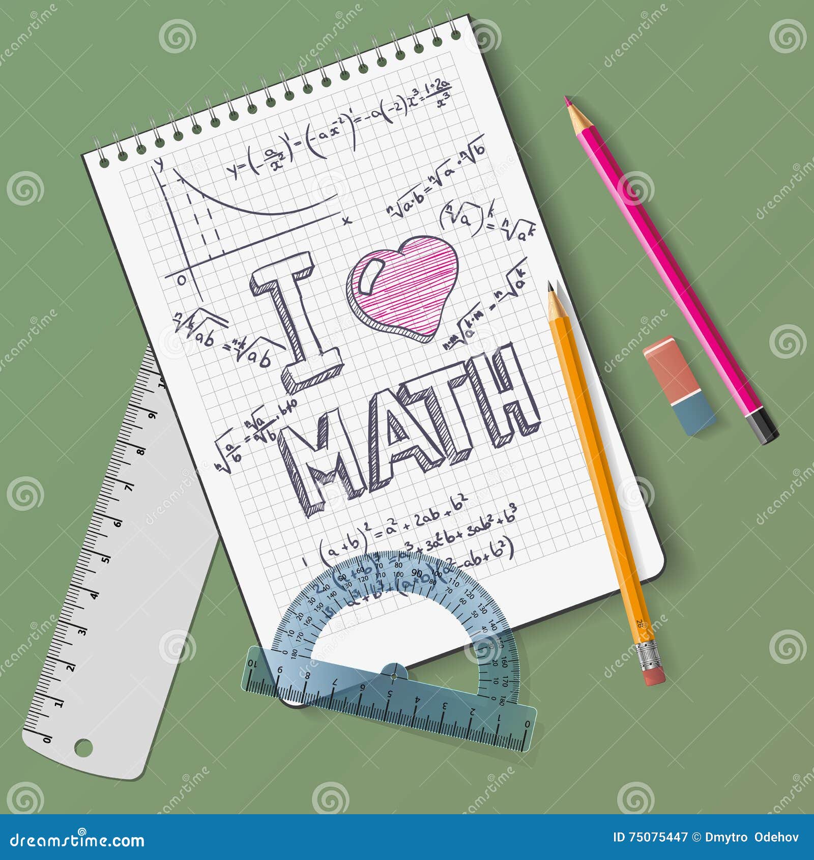 I Love Math Lettering Quote, Hand Drawn Calligraphic Sign. Vector ...