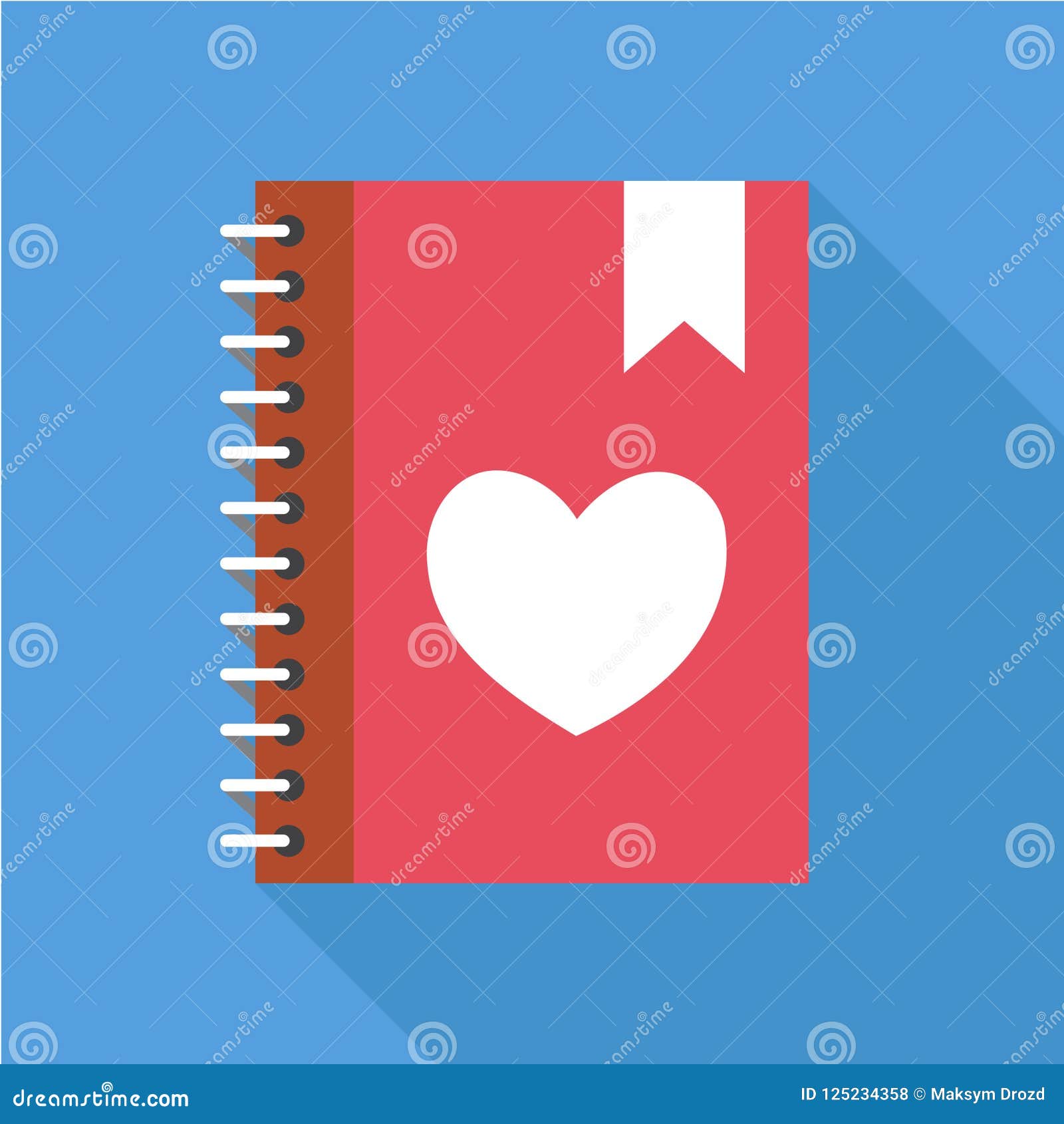 Notebook Icon, Diary with Heart Icon in Flat Style, Stock Illustration ...