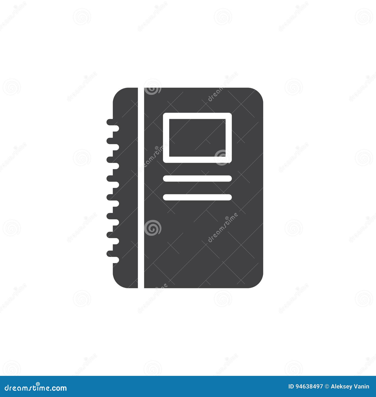 Notebook Icon Vector, Filled Flat Sign, Solid Pictogram Isolated on ...