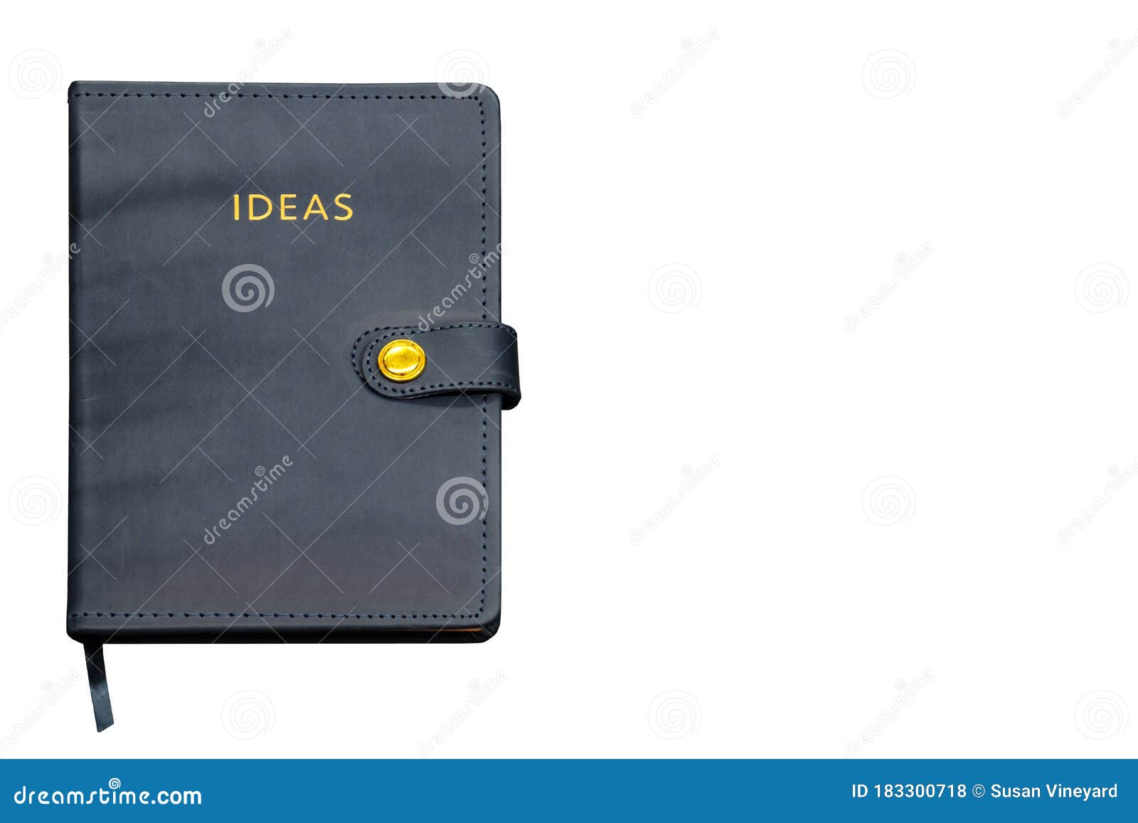 Notebook - IDEAS in Gold on Gray Leather with Stitching and Clasp ...
