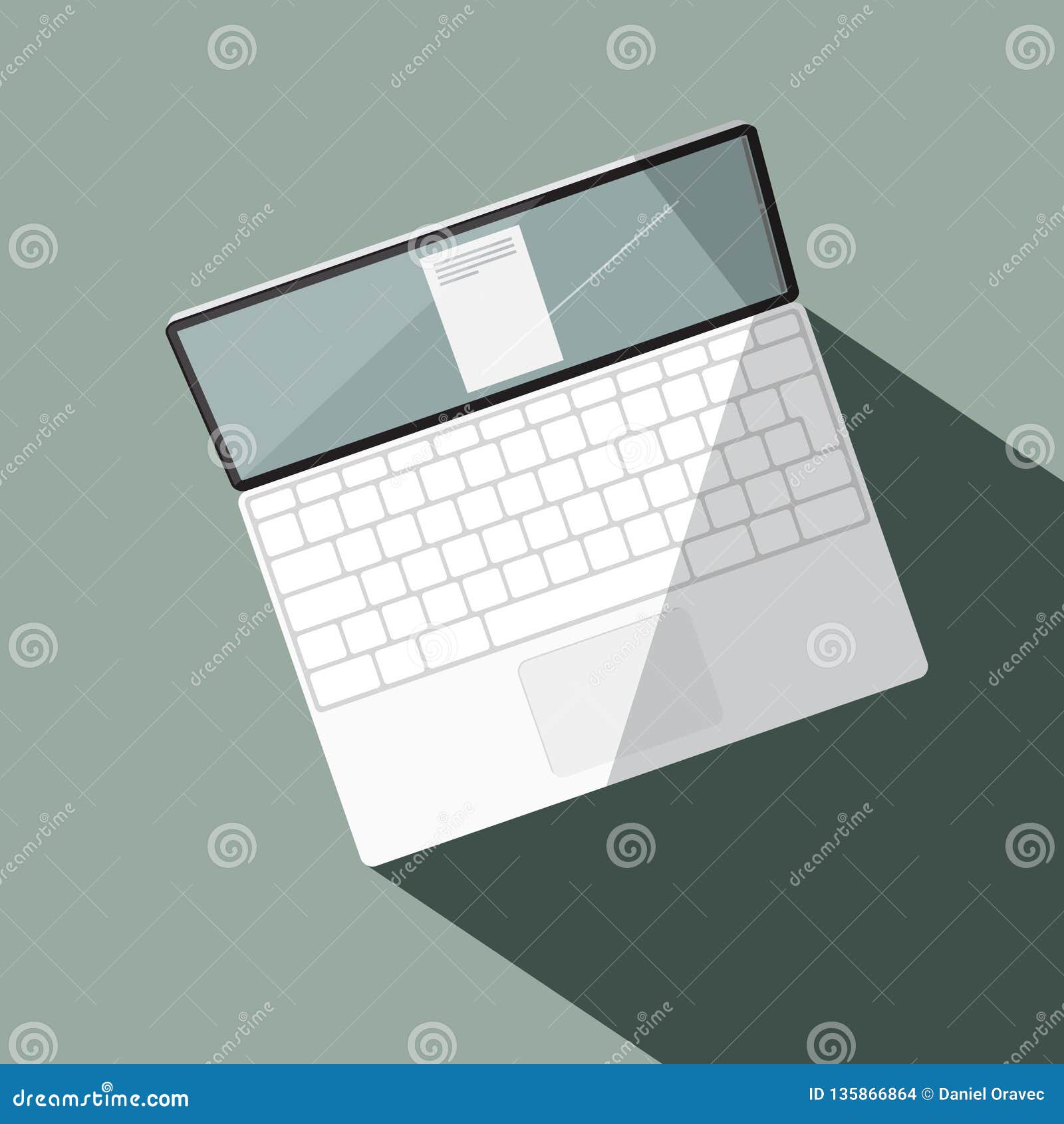 Notebook Illustration. Vector Laptop. Top View Computer Stock Vector ...