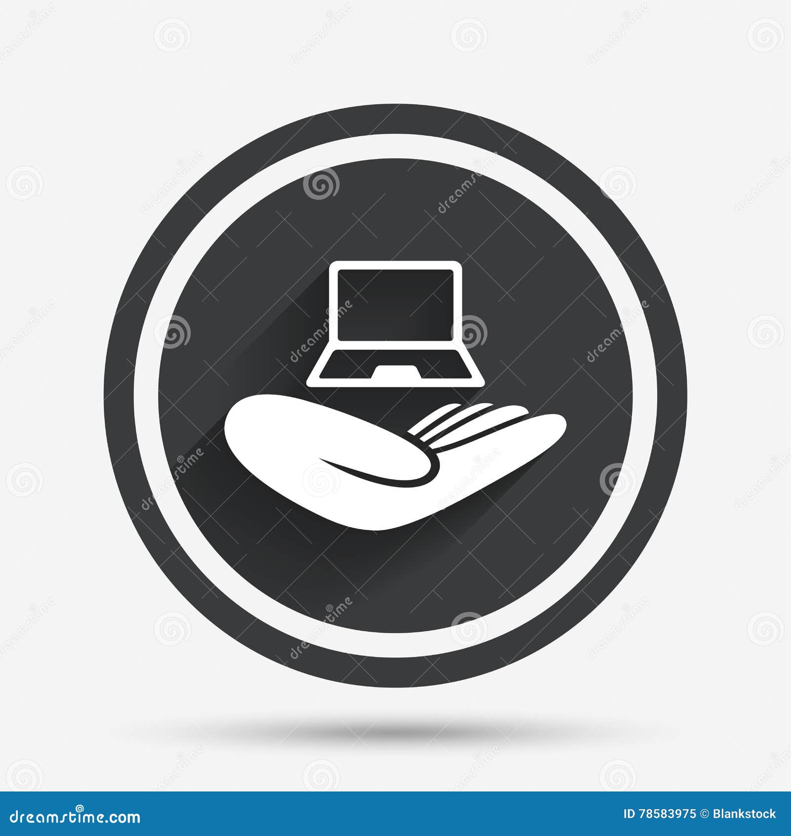 Notebook Insurance Sign. Hand Holds Pc Laptop. Stock Vector ...