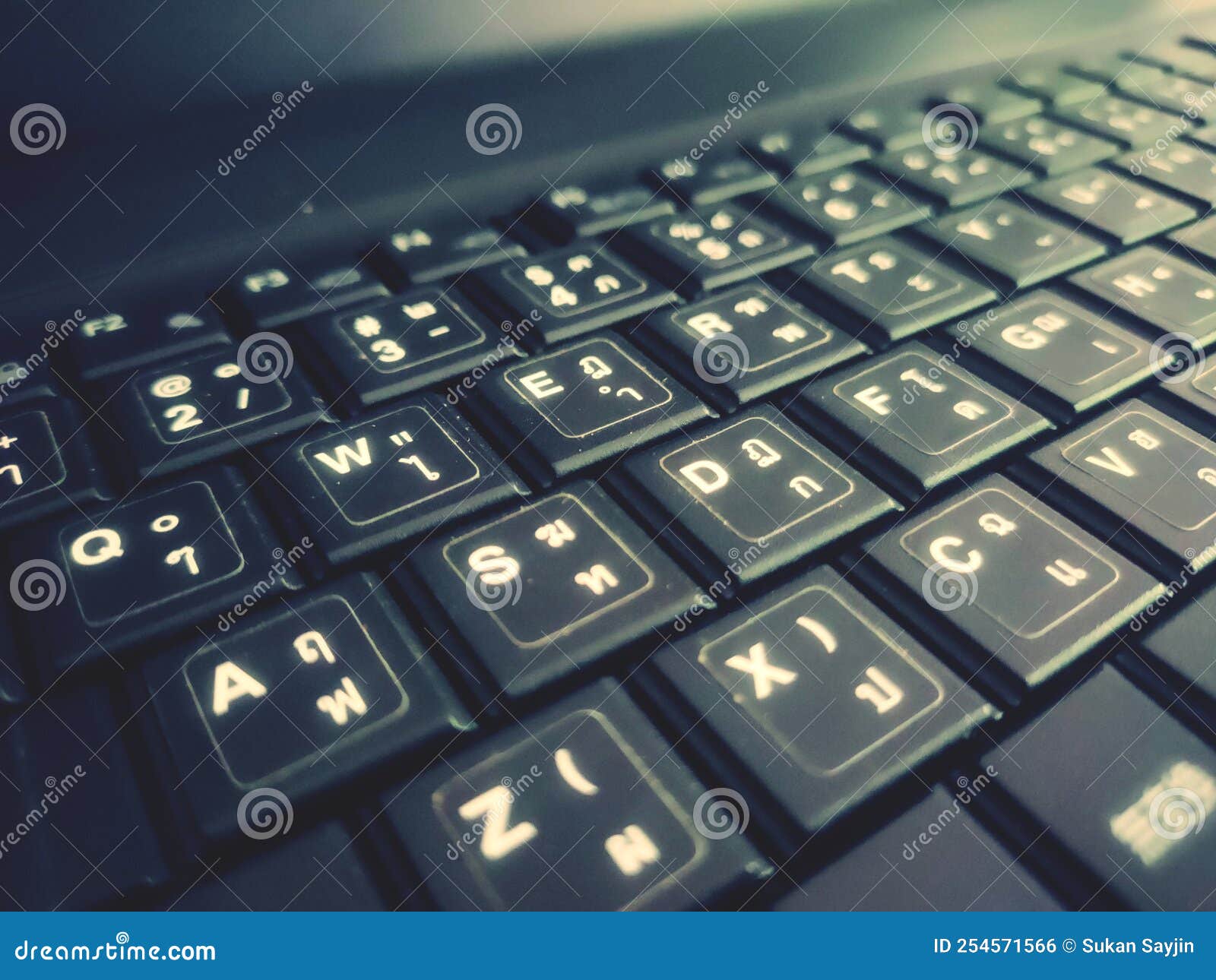 Notebook Keyboard with Thai Language Stock Photo - Image of number ...