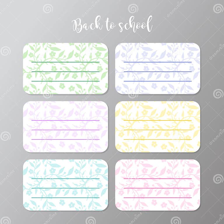 Notebook Labels, Back To School, Set of Stickers. Stock Illustration ...