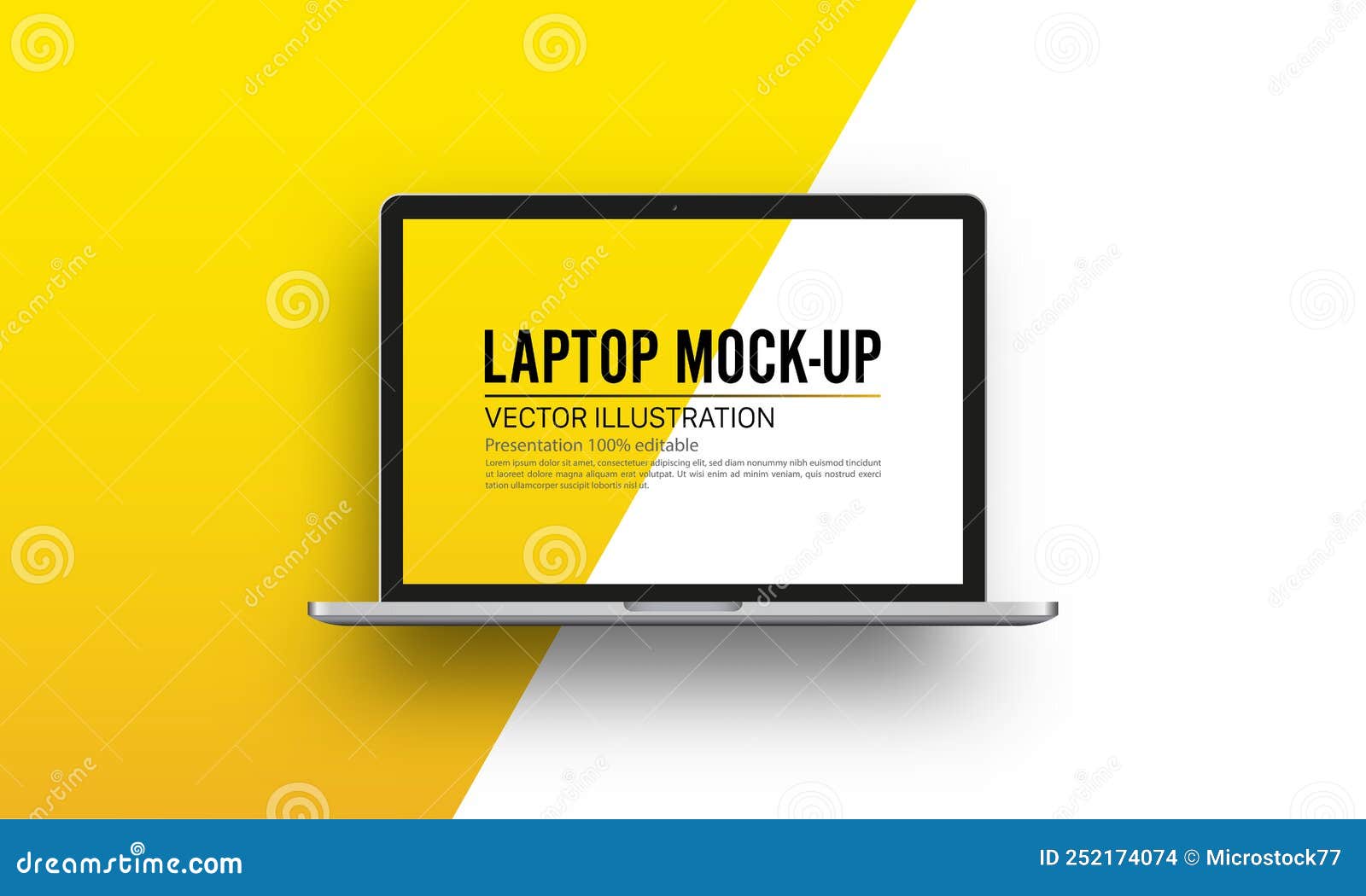 Notebook Laptop Computer Layout Mockup Presentation, Vector ...