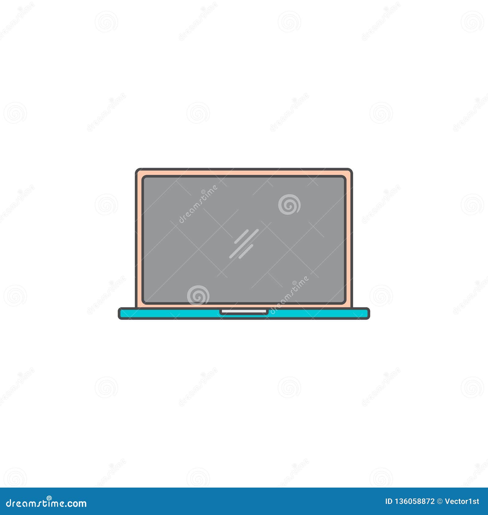 Laptop Doodle Icon, Computer Hand Drawn Vector Illustration On A White ...