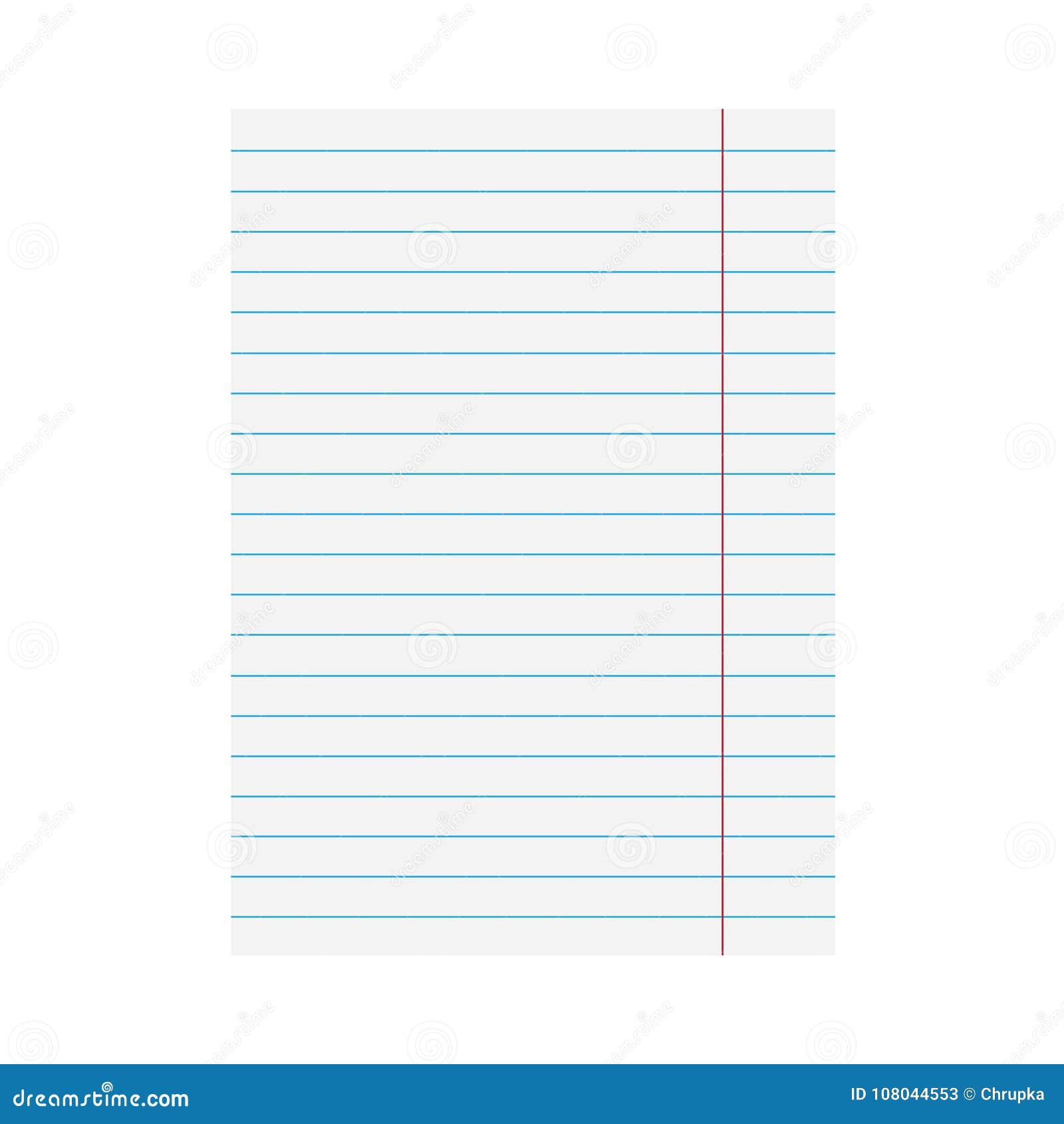 Notebook lined paper sheet stock vector. Illustration of note - 108044553