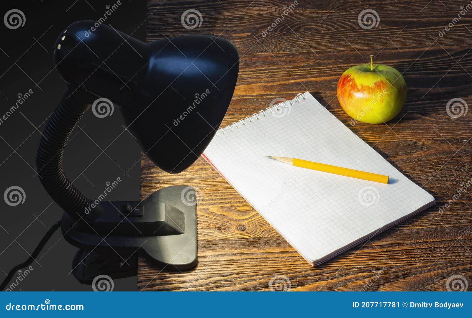 A Notebook Lit by a Table Lamp Stock Image - Image of note, creativity ...