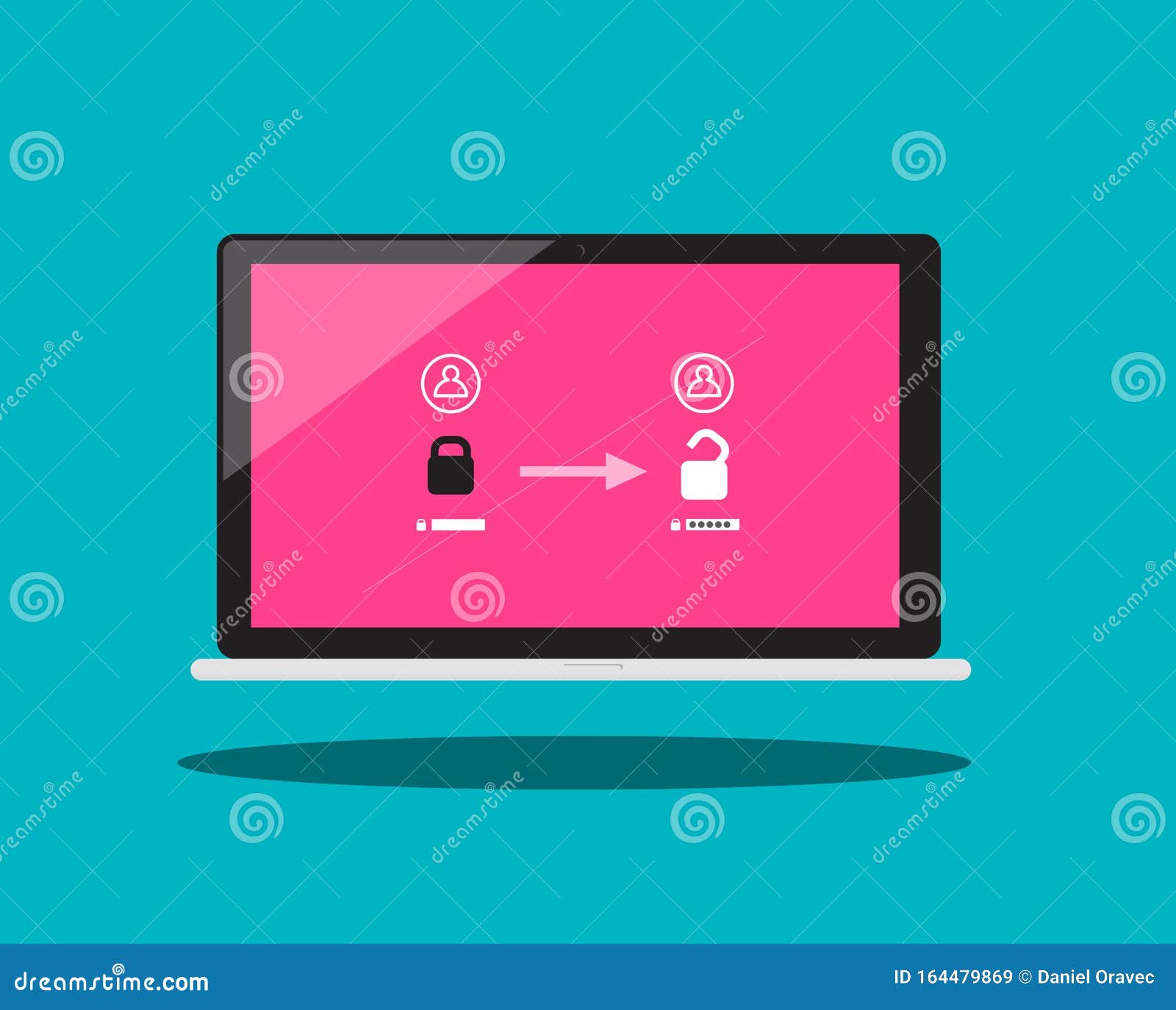 Notebook Lock and Unlock Symbol. Locked and Unlocked Laptop Vector Flat ...