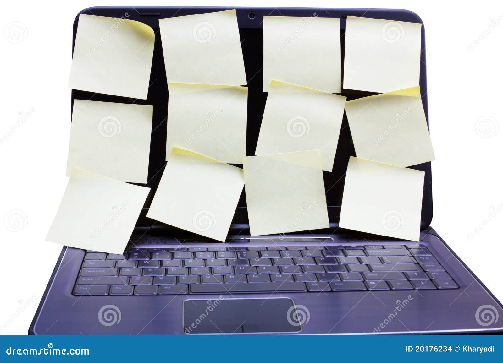 A Notebook with a Lot of Post-it. Stock Photo - Image of computer ...