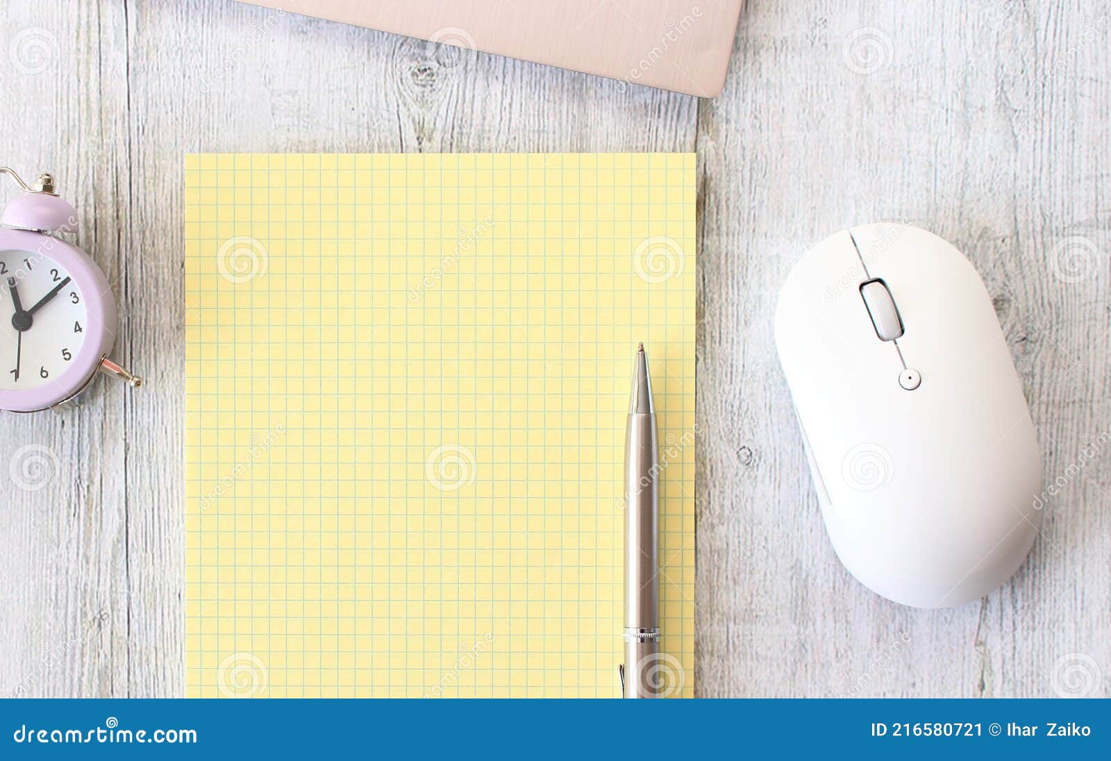 Notebook Lying on a Wooden Work Table Next To a Laptop Stock Image ...