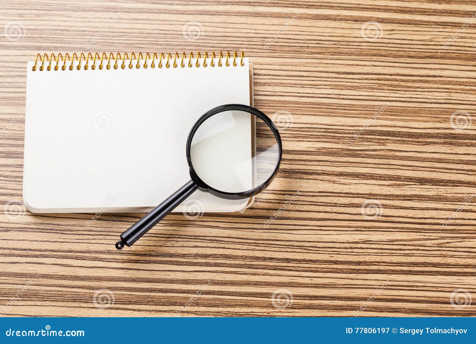 Notebook and Magnifying Glass Stock Image - Image of concept, white ...