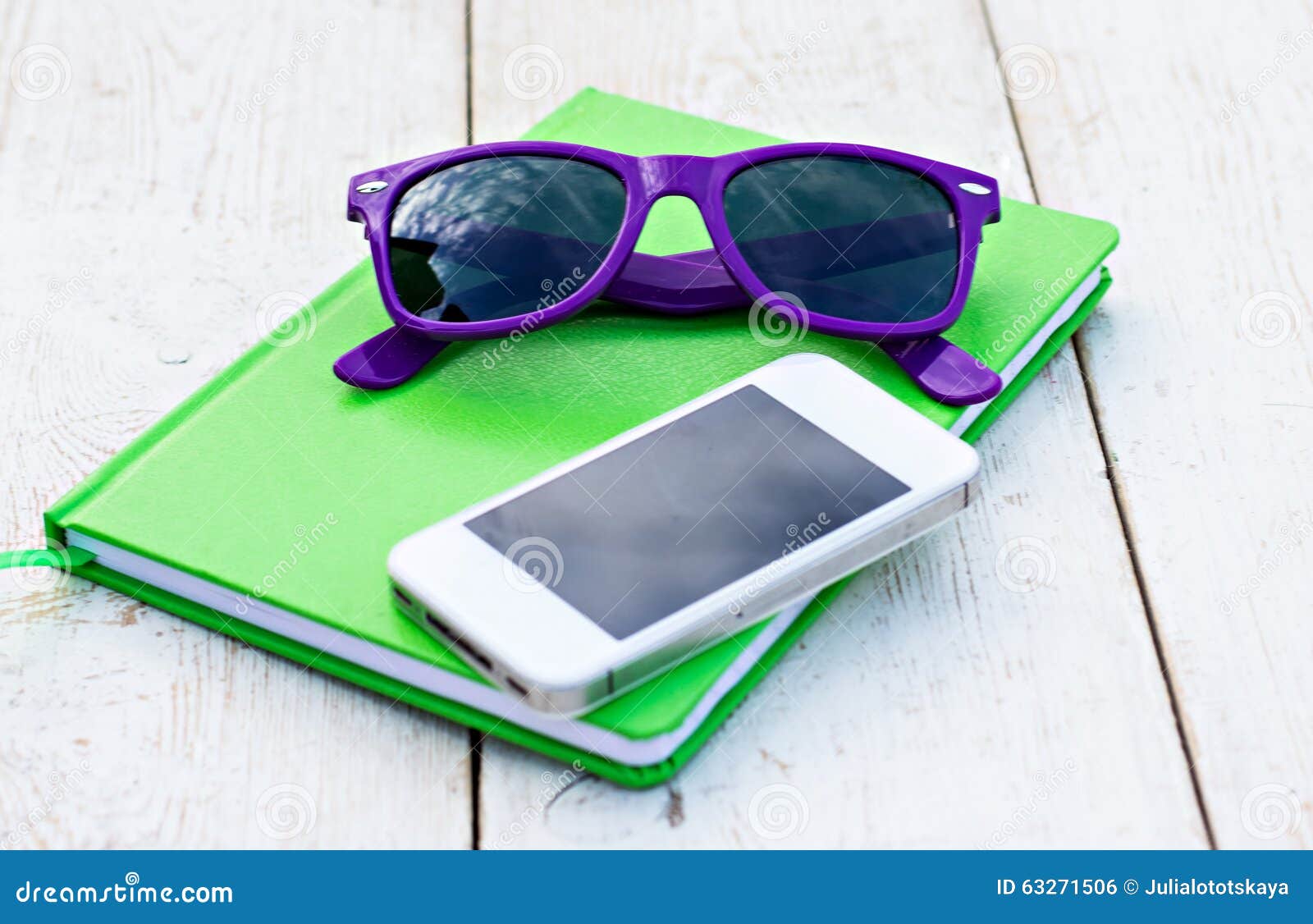 Notebook, Mobile Phone and Sunglasses Stock Photo - Image of activity ...