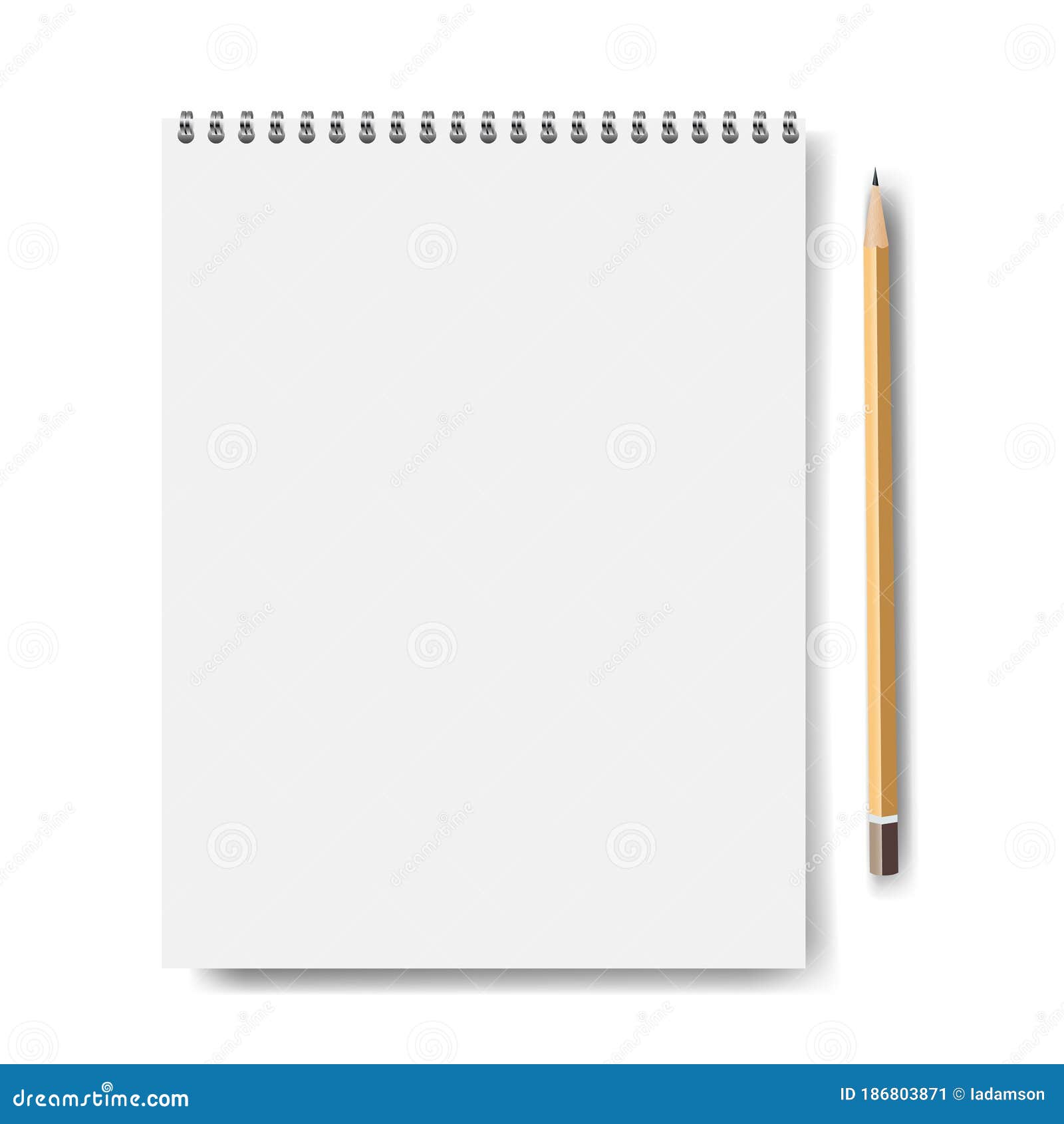 Notebook Mockup Isolated with Pencil Stock Vector - Illustration of ...