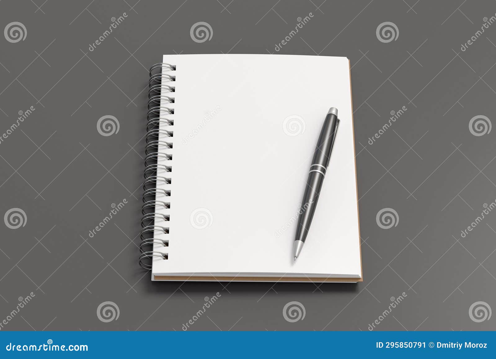 Notebook Mockup. Opened Blank Notebook and Pen Stock Illustration ...