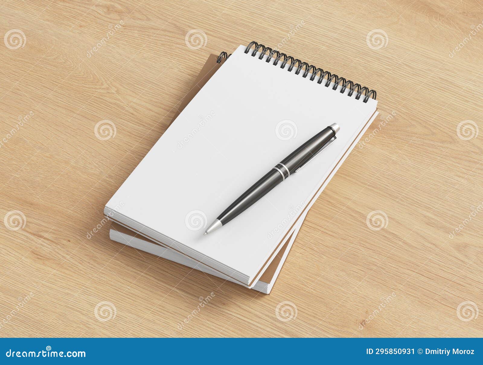 Notebook Mockup. Two Notebooks in a Stack and Pen Stock Illustration ...