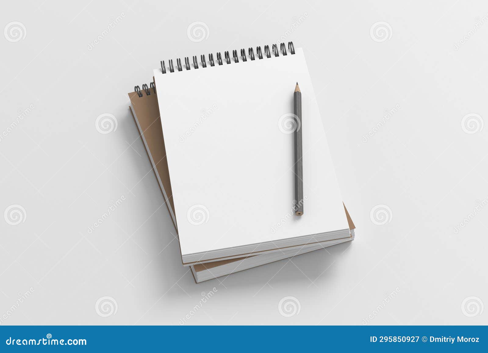 Notebook Mockup. Two Notebooks in a Stack and Pencil Stock Illustration ...