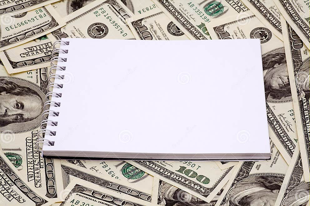 Notebook on money stock photo. Image of money, business - 78661962