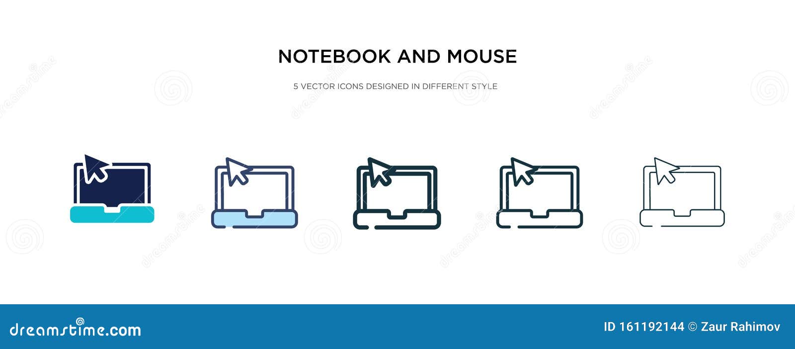 Notebook and Mouse Cursor Icon in Different Style Vector Illustration ...