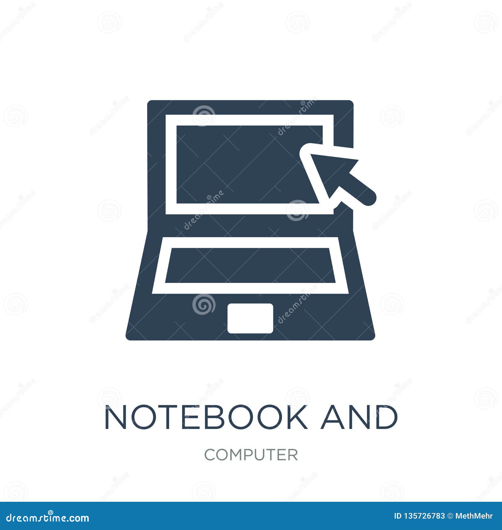 Notebook and Mouse Cursor Icon in Trendy Design Style. Notebook and ...