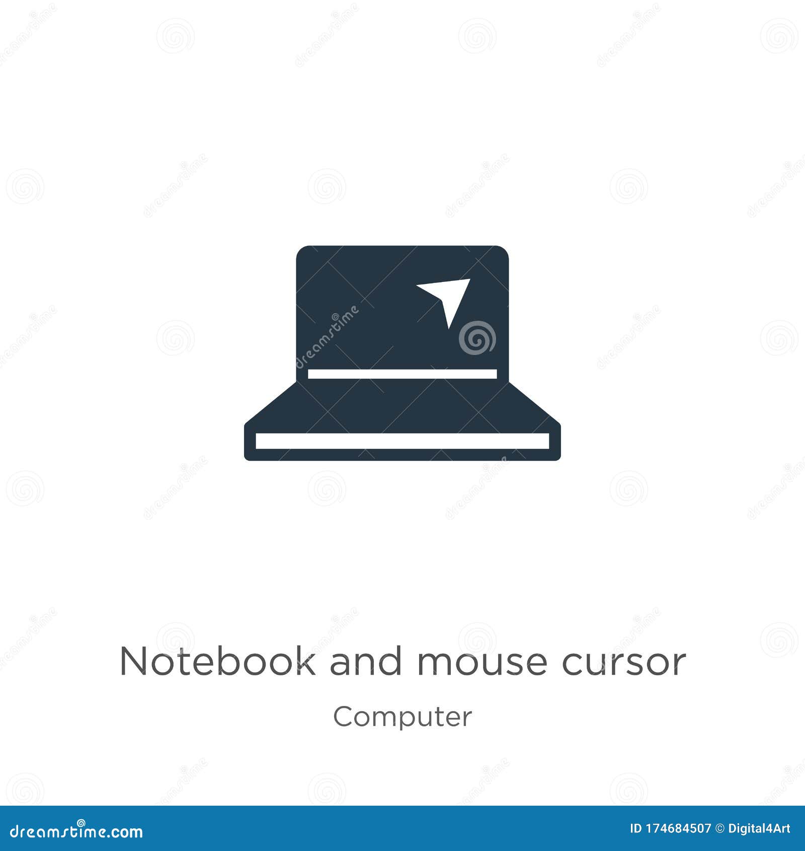 Notebook and Mouse Cursor Icon Vector. Trendy Flat Notebook and Mouse ...