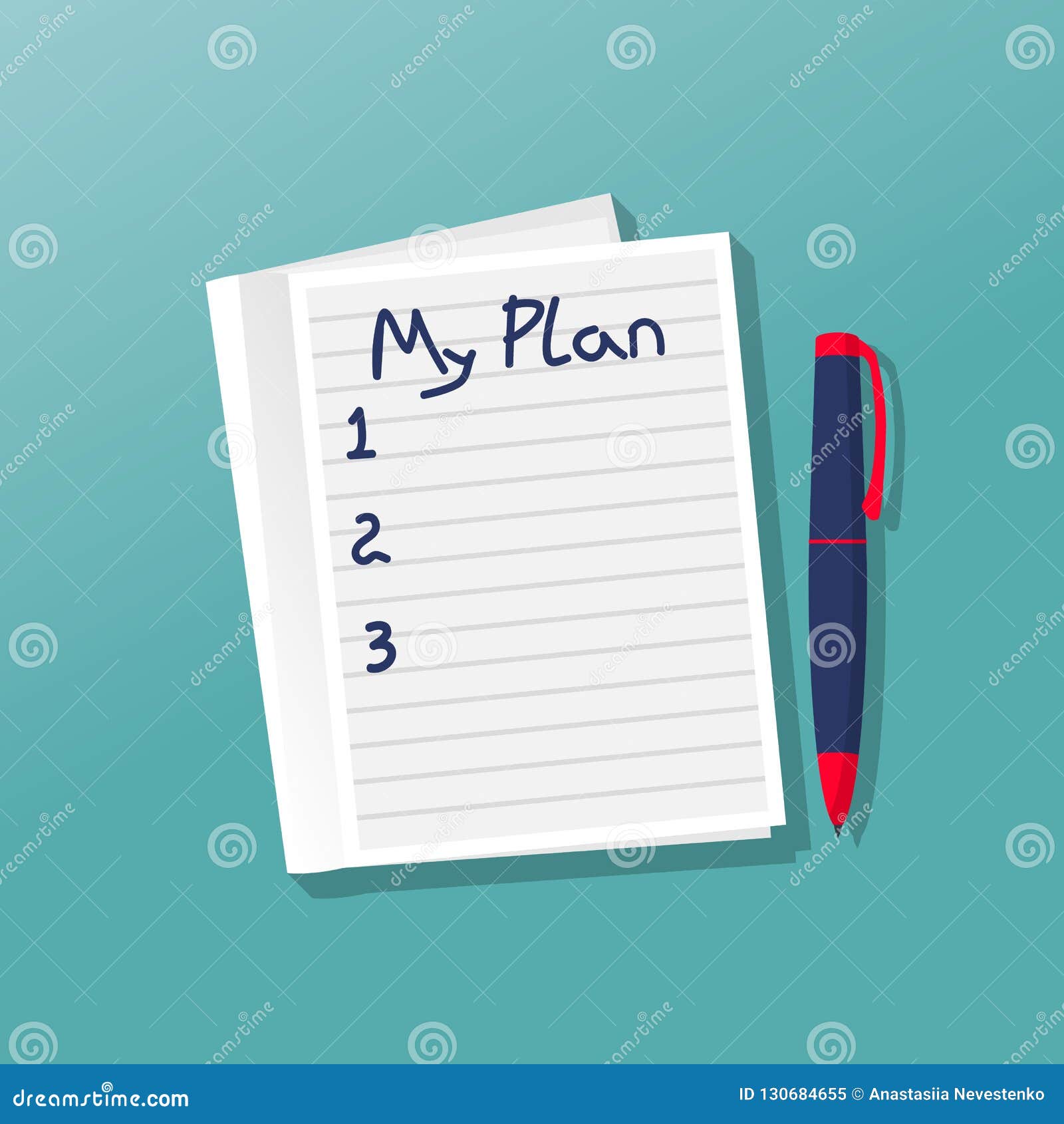 Notebook with my plan. stock vector. Illustration of desktop - 130684655
