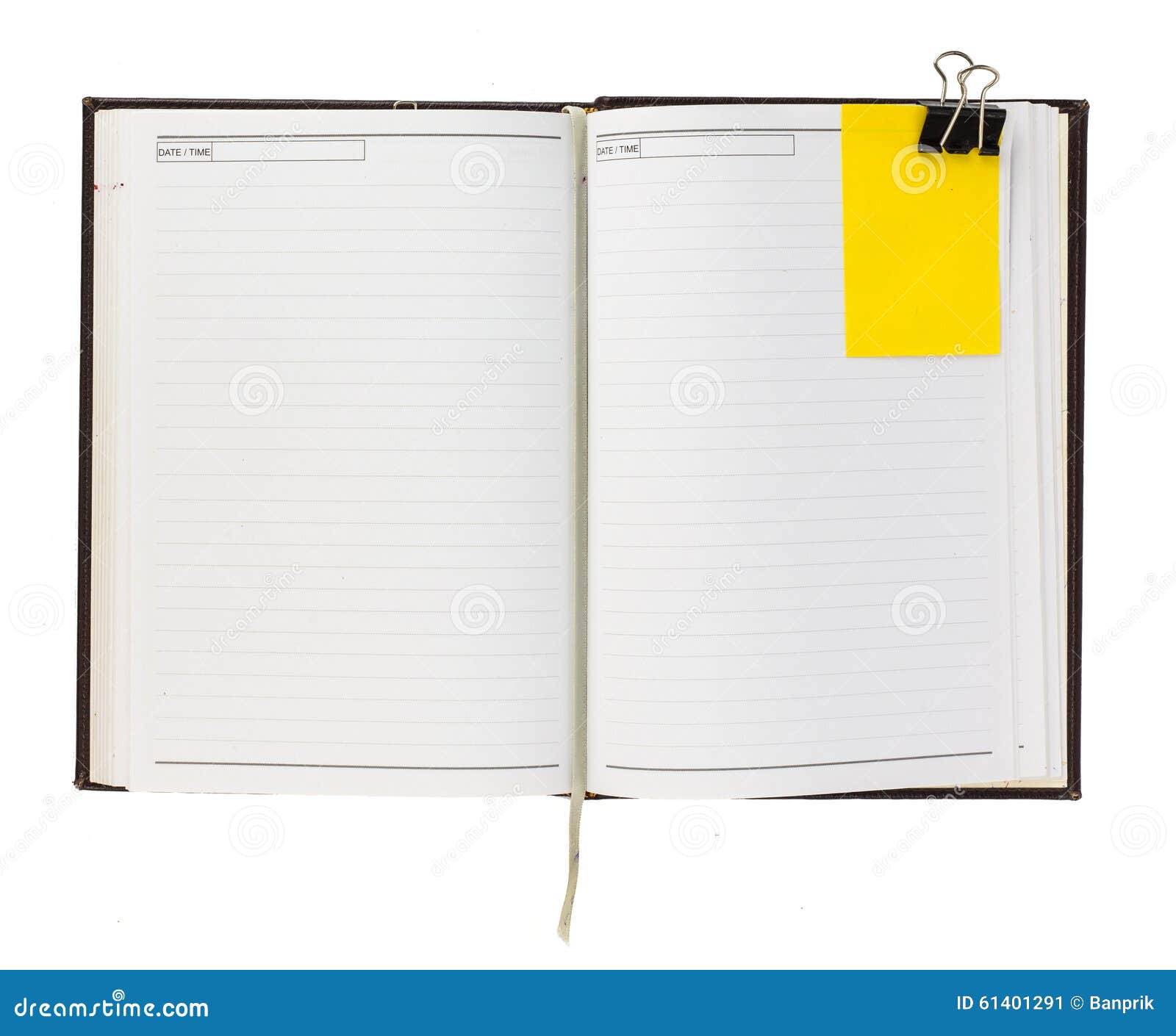 Notebook with Note Paper Isolated on White Stock Image - Image of ...