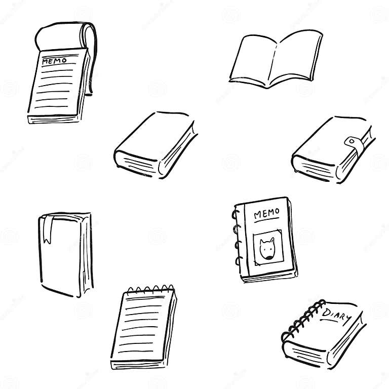 Notebook Notepad Cartoon Drawing Doodle Stock Vector - Illustration of ...