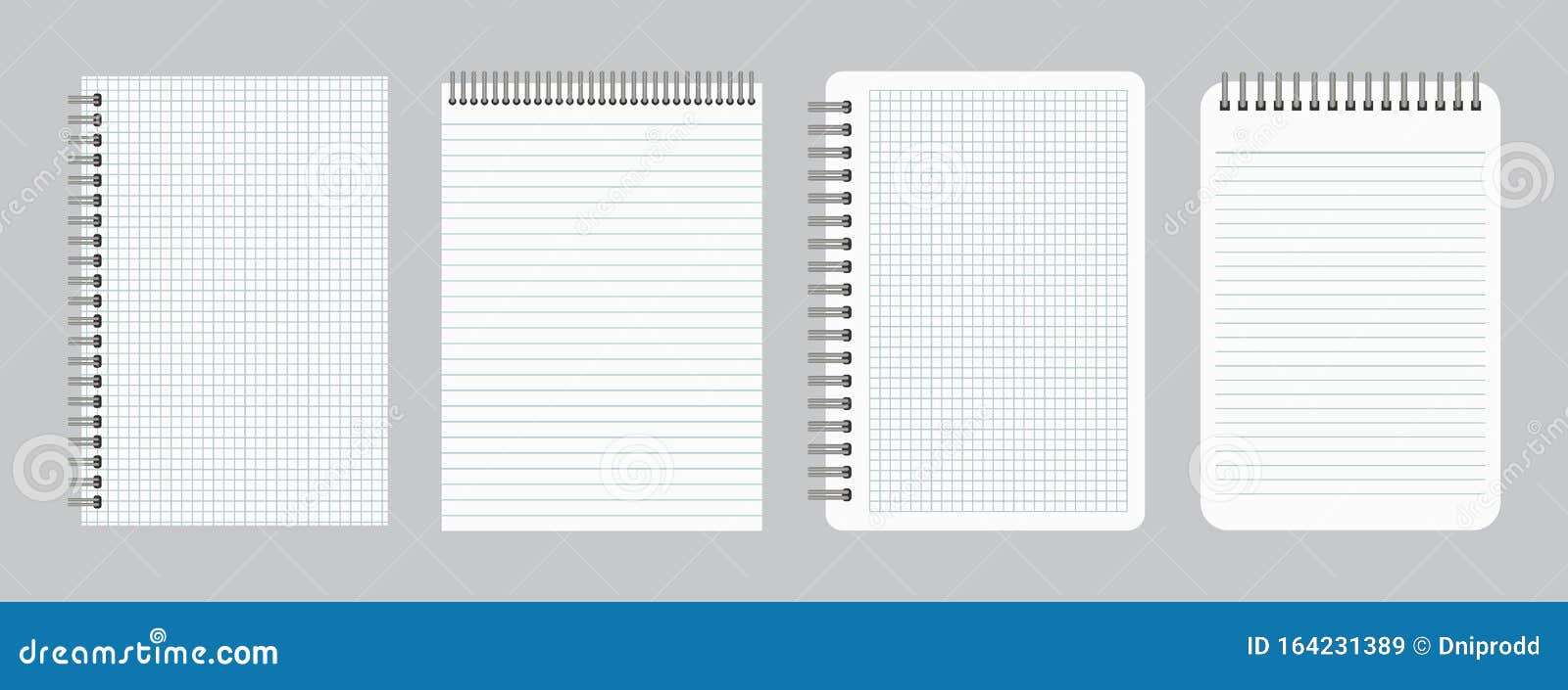 Notepads With Empty Lined And Checkered Paper Vector Illustration ...