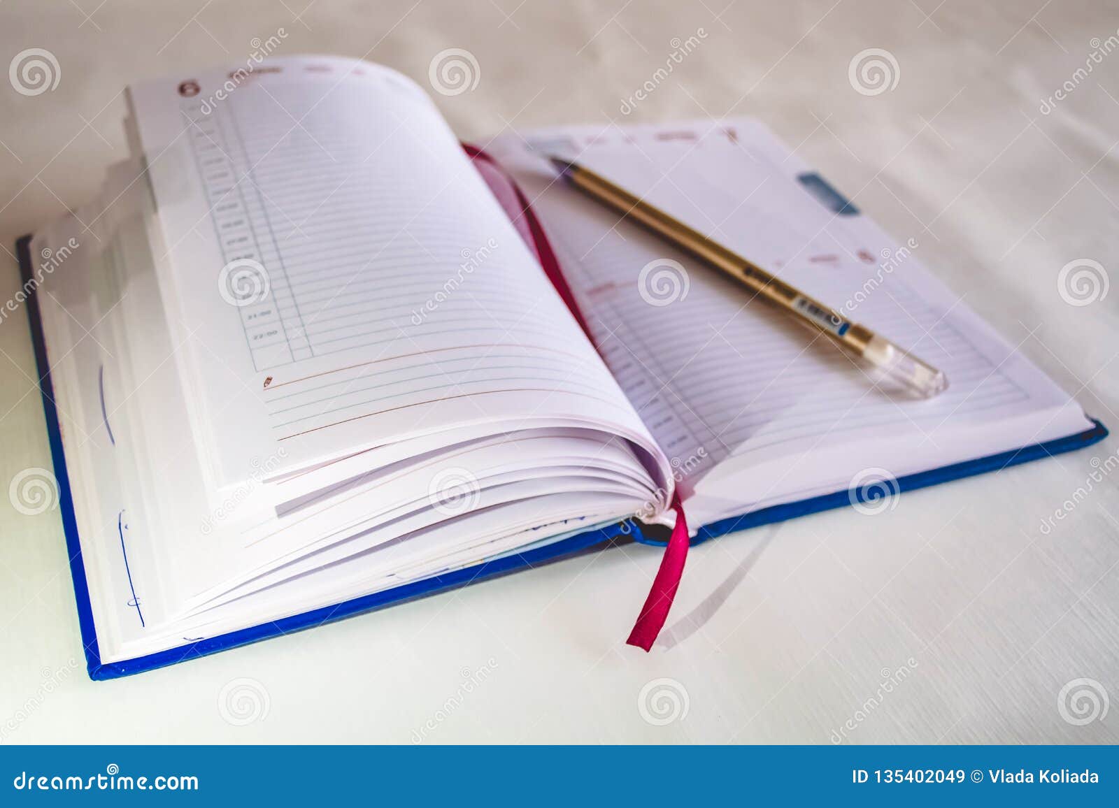 A Notebook for Notes. the Book with a Bookmark. Ball Pen. Stock Image ...
