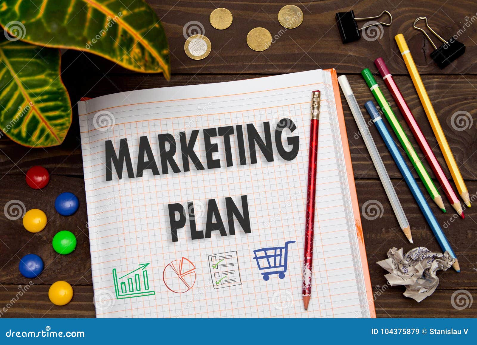 Notebook with a Notes MARKETING PLAN on the Office Table Stock Image ...