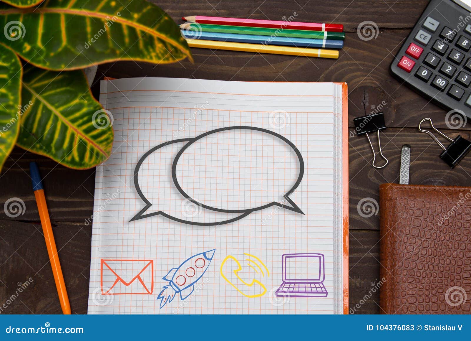 Notebook with a Notes Message on the Office Table with Tools Stock ...