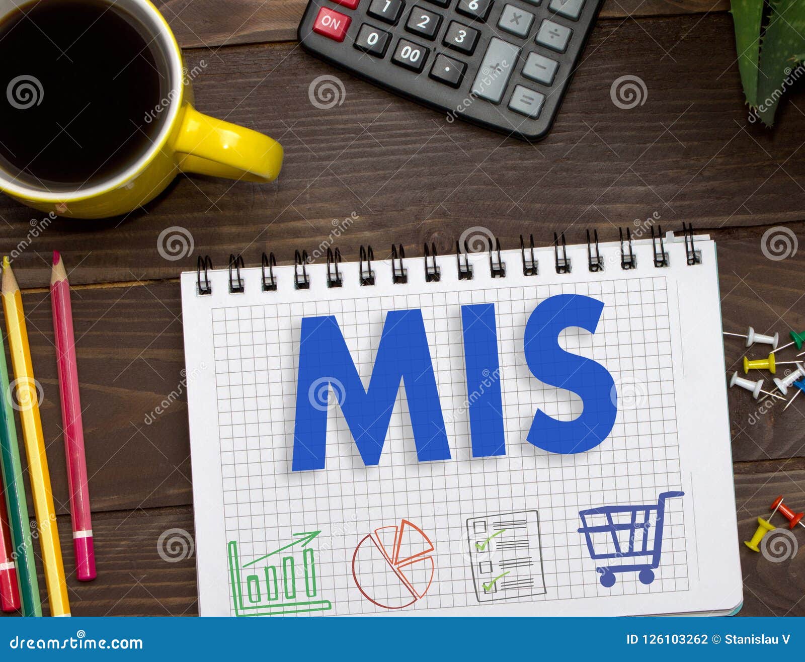 Notebook With A Notes MIS On The Office Table With Tools. Concept With ...