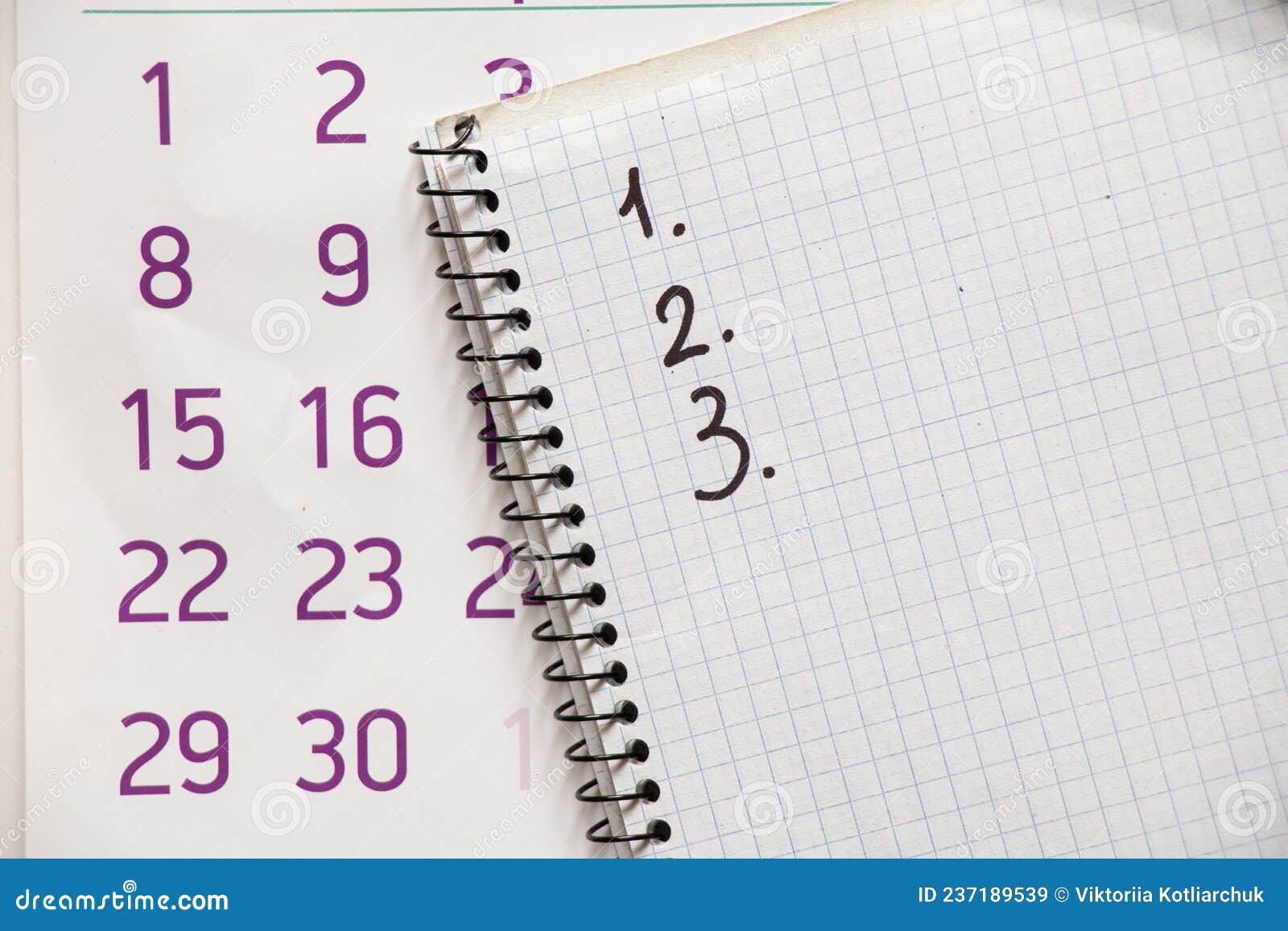 Notebook with Numbers 123 Lies on the Calendar, Space for Text, Plan ...