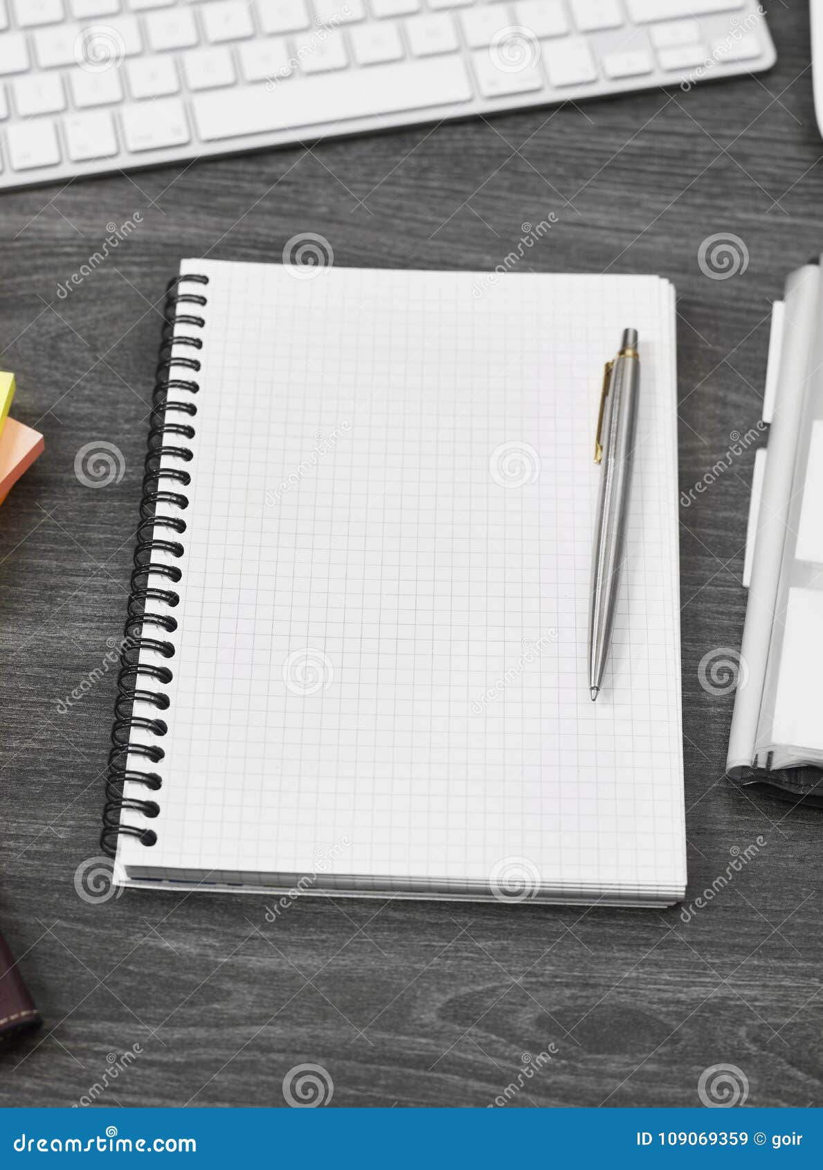 Notebook on office desk stock image. Image of page, material - 109069359